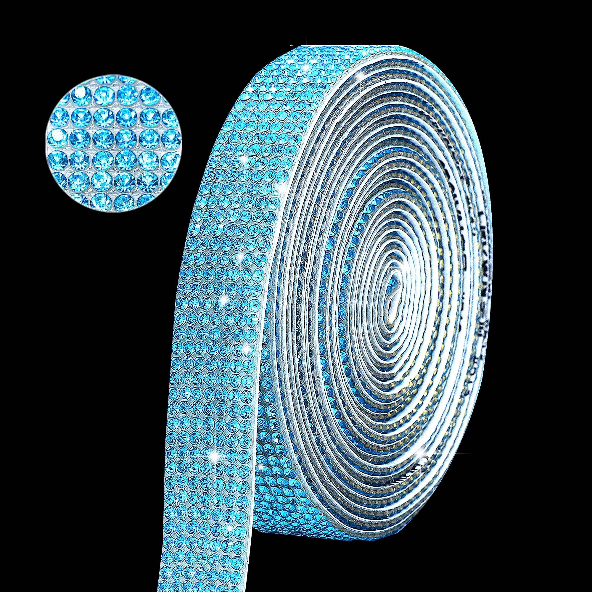 Amazon.com: GUGANEL Self Adhesive Lake Blue Crystal Rhinestone Ribbon ...