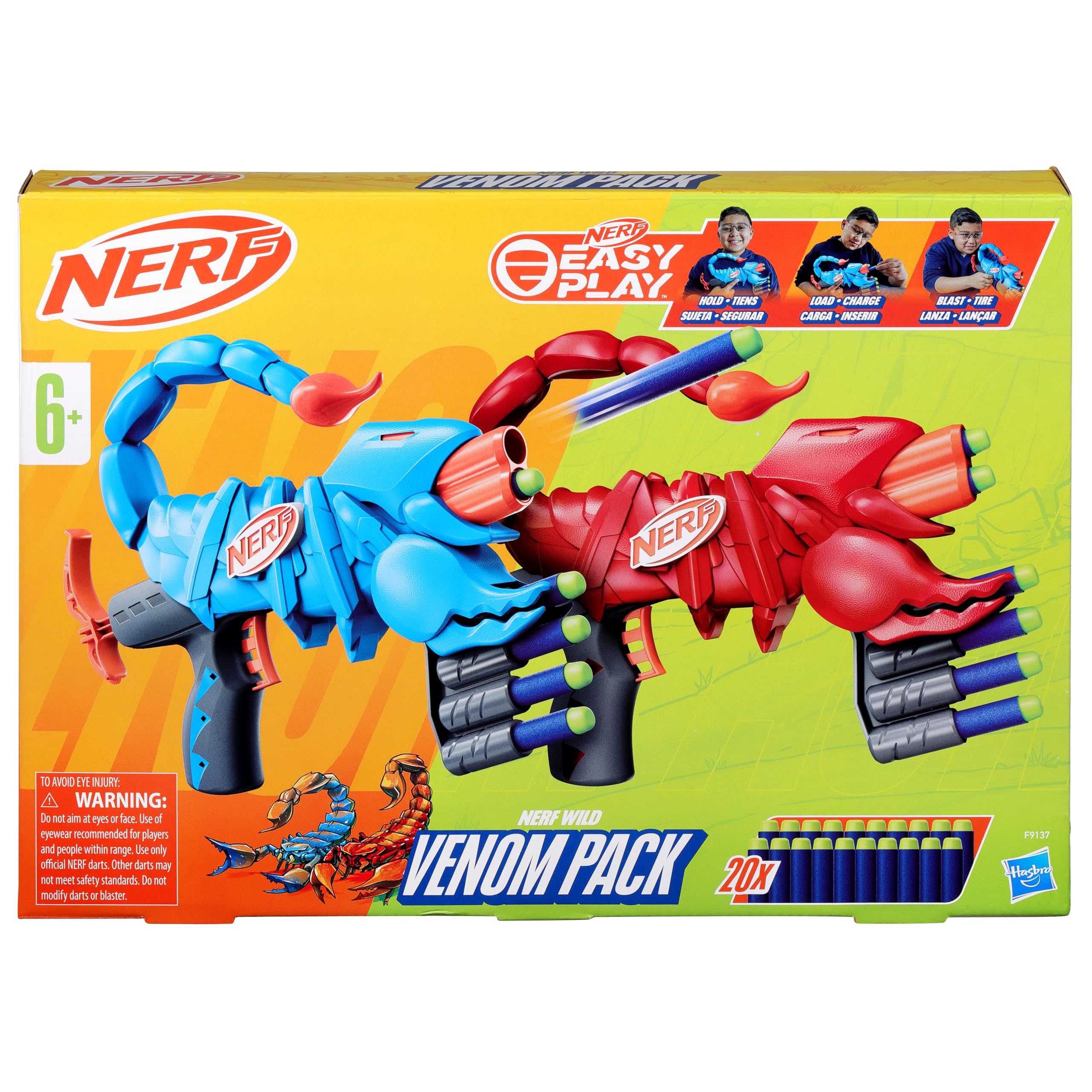 Nerf Wild Venompack, Includes 2 Easy Play Nerf Blasters, Scorpion Designs, 20 Nerf Elite Darts ...