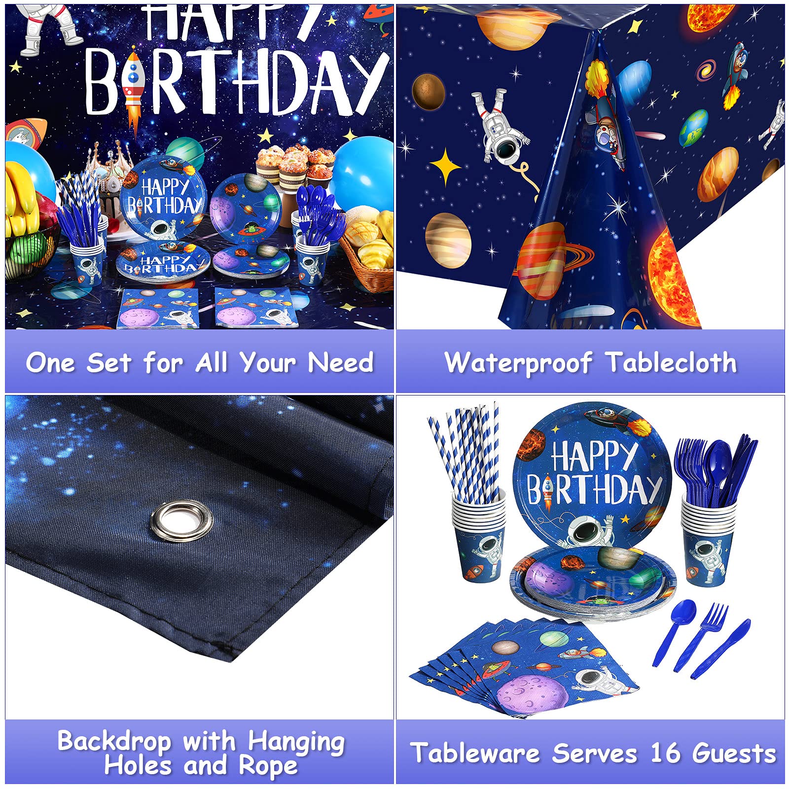 150 Pieces Outer Space Party Supplies Galaxy Birthday Party Decorations ...