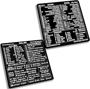 SYNERLOGIC (2 Sets) Mac OS + Word & Excel Shortcuts Cheat Sheet Sticker ...
