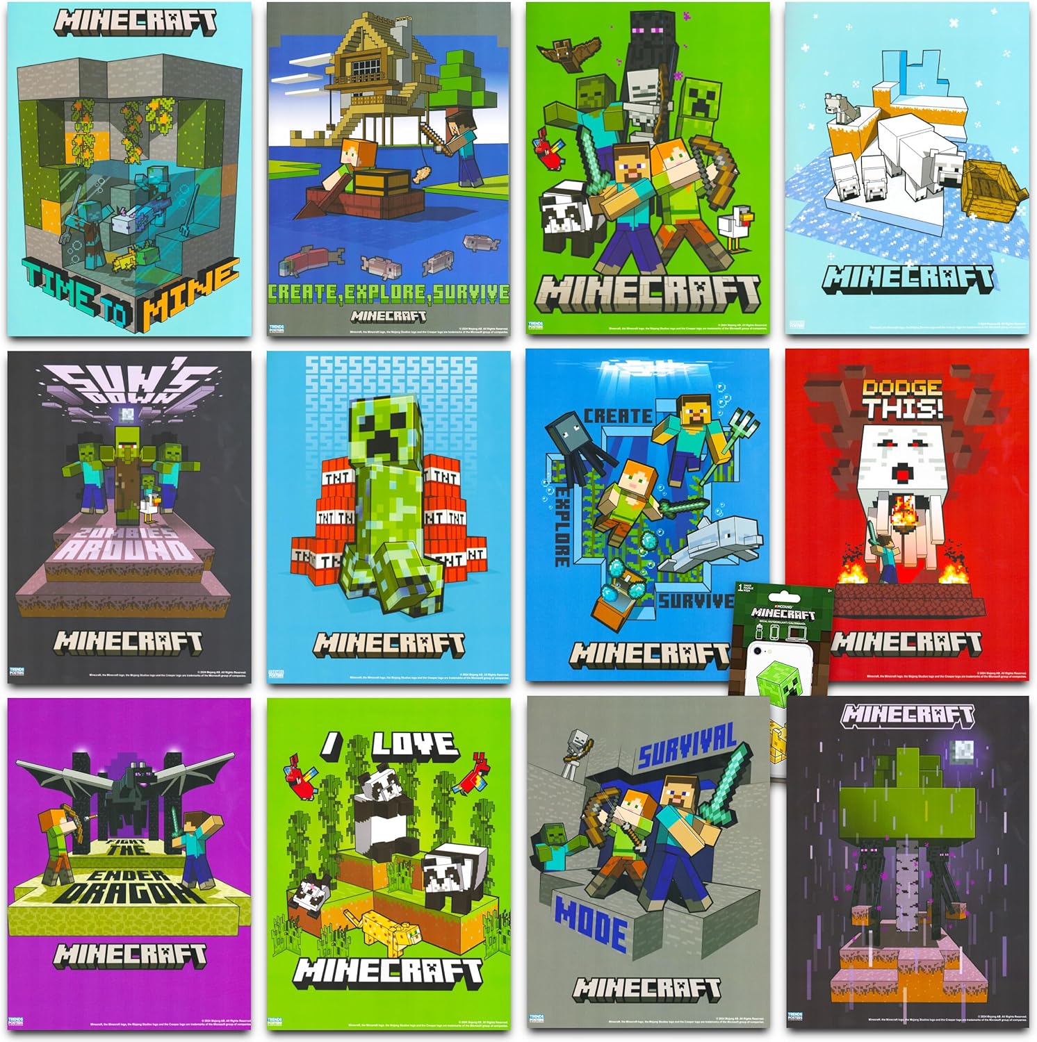 Amazon.com: Minecraft Posters For Boys Room Girls Room Bundle | 12 ...