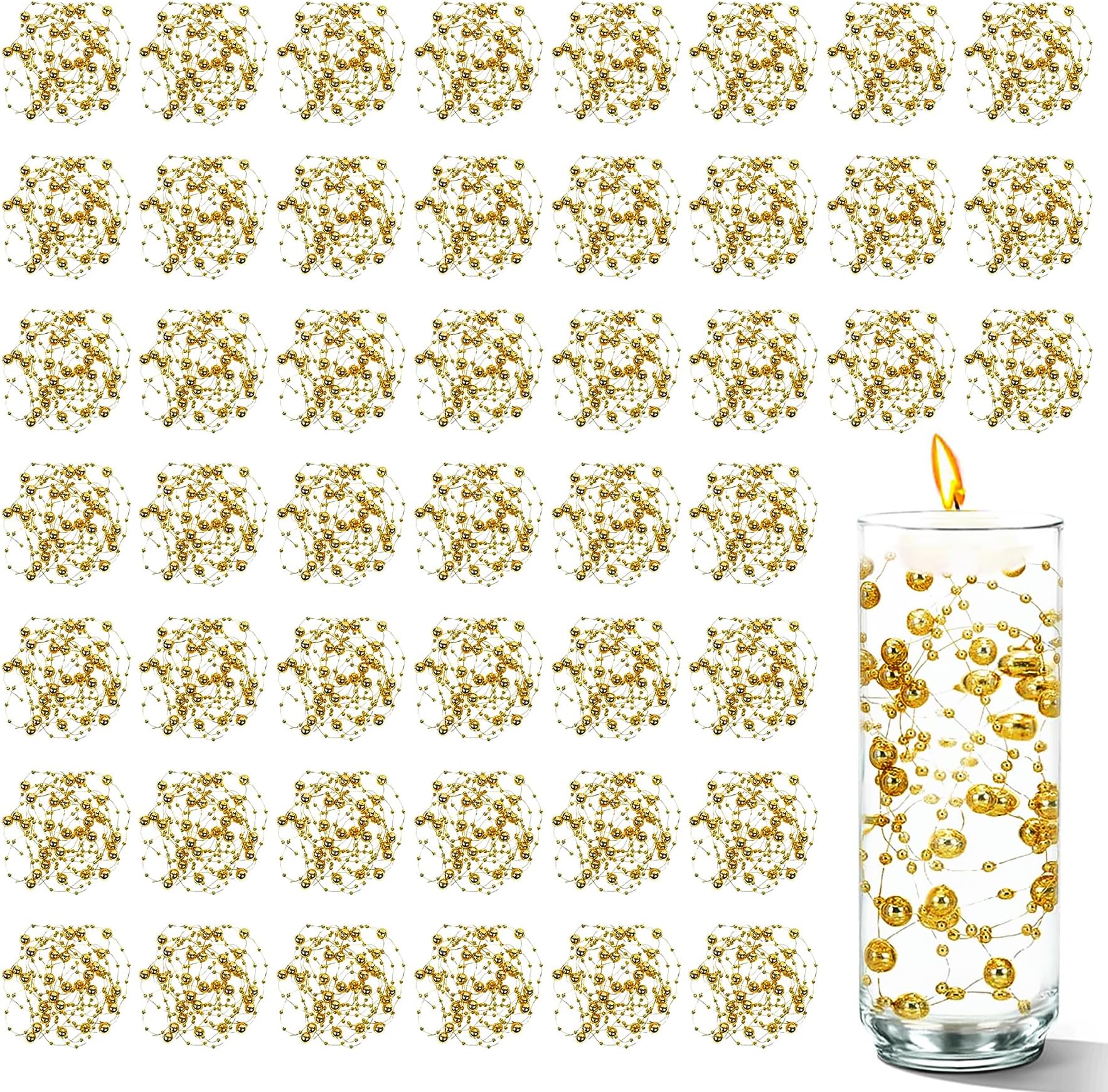 Amazon.com: GLBYUNN 140pcs Gold Pearl Beads for Vase Filler Makeup ...