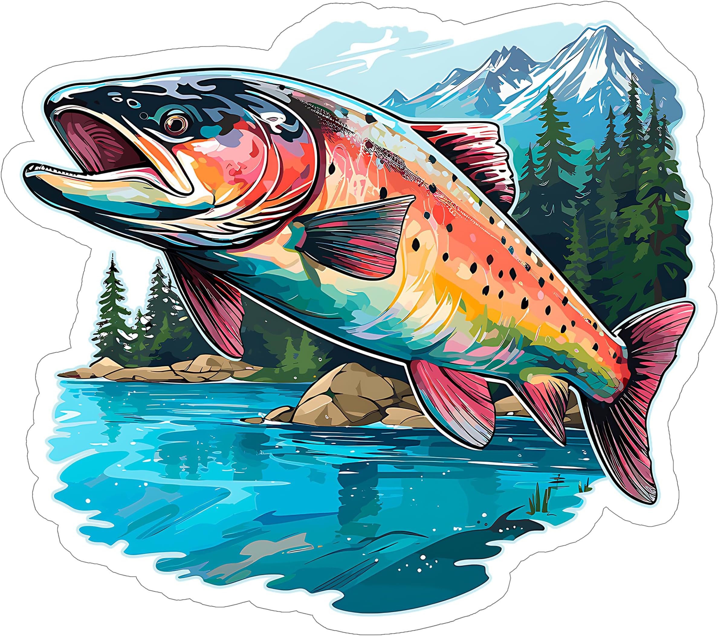 Amazon.com: Rainbow Trout Fish Vinyl Waterproof Sticker Decal Car ...