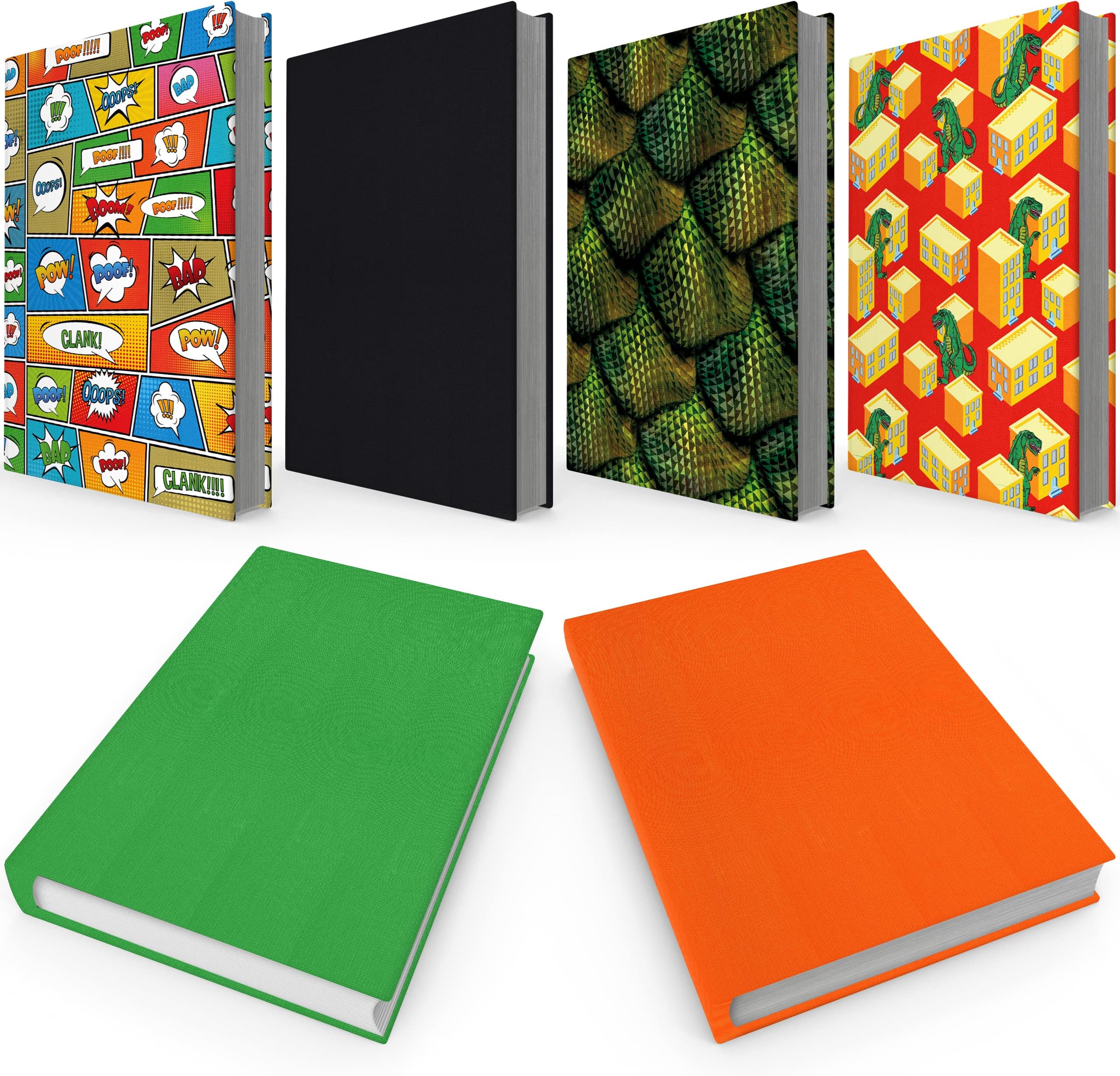 Amazon.com: Easy Apply Stretchable Book Cover 4 Pack. 2 Solid and 2 ...