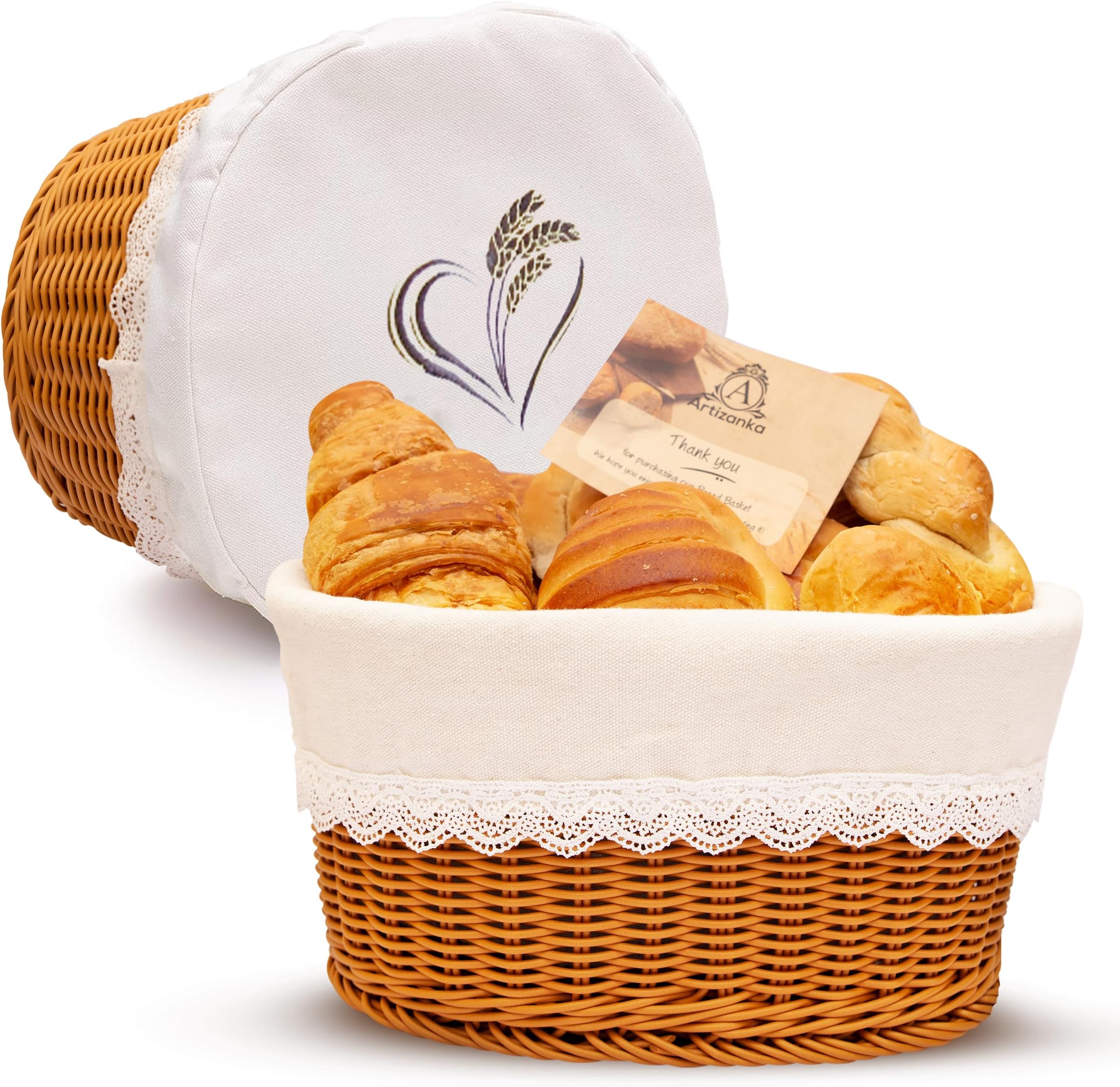 Amazon.com: YAHUAN Round Bread Basket Serving Woven Bread Baskets ...