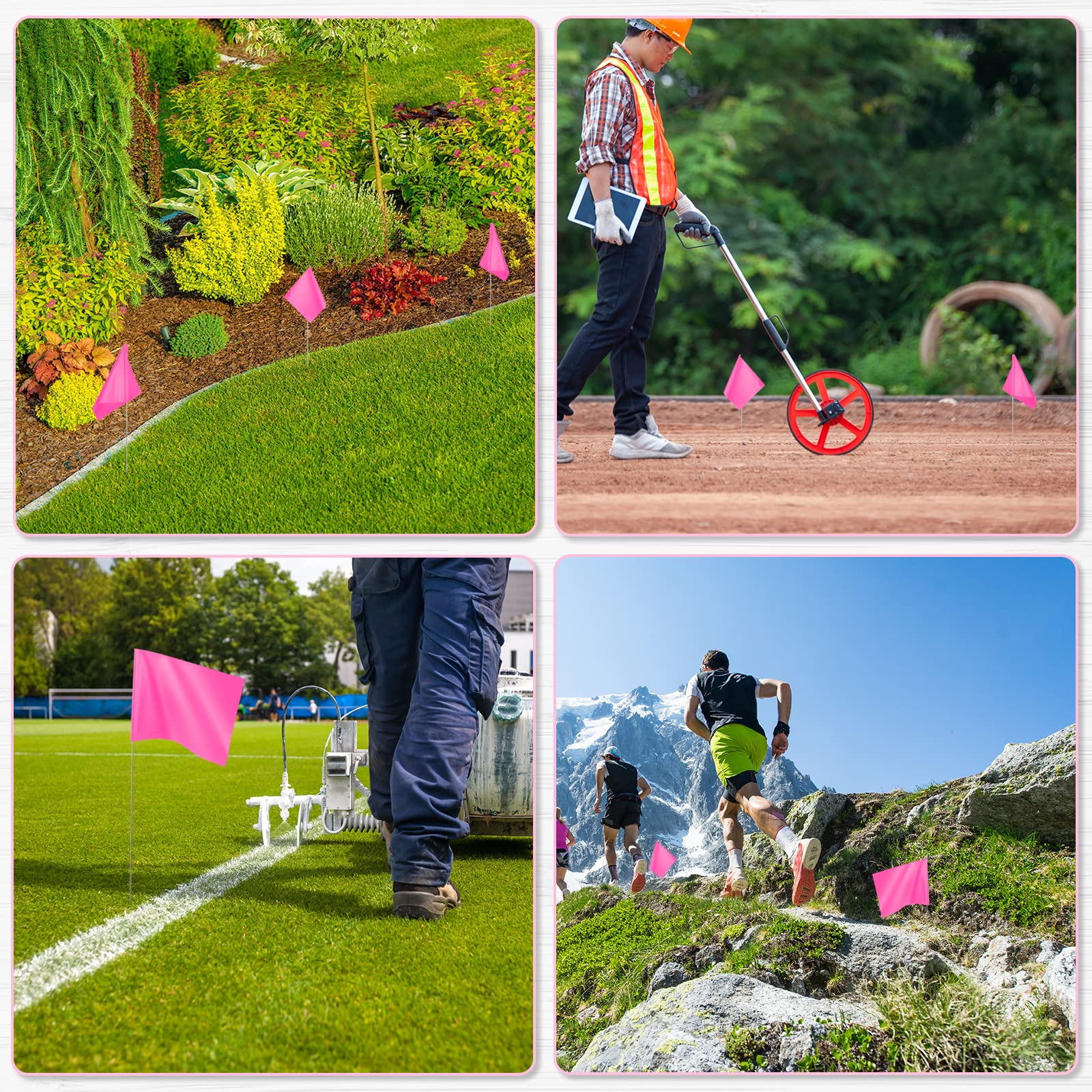 Snapklik.com : IKAYAS 100 Pack Marking Flags For Lawn 4515 Inch Pink ...