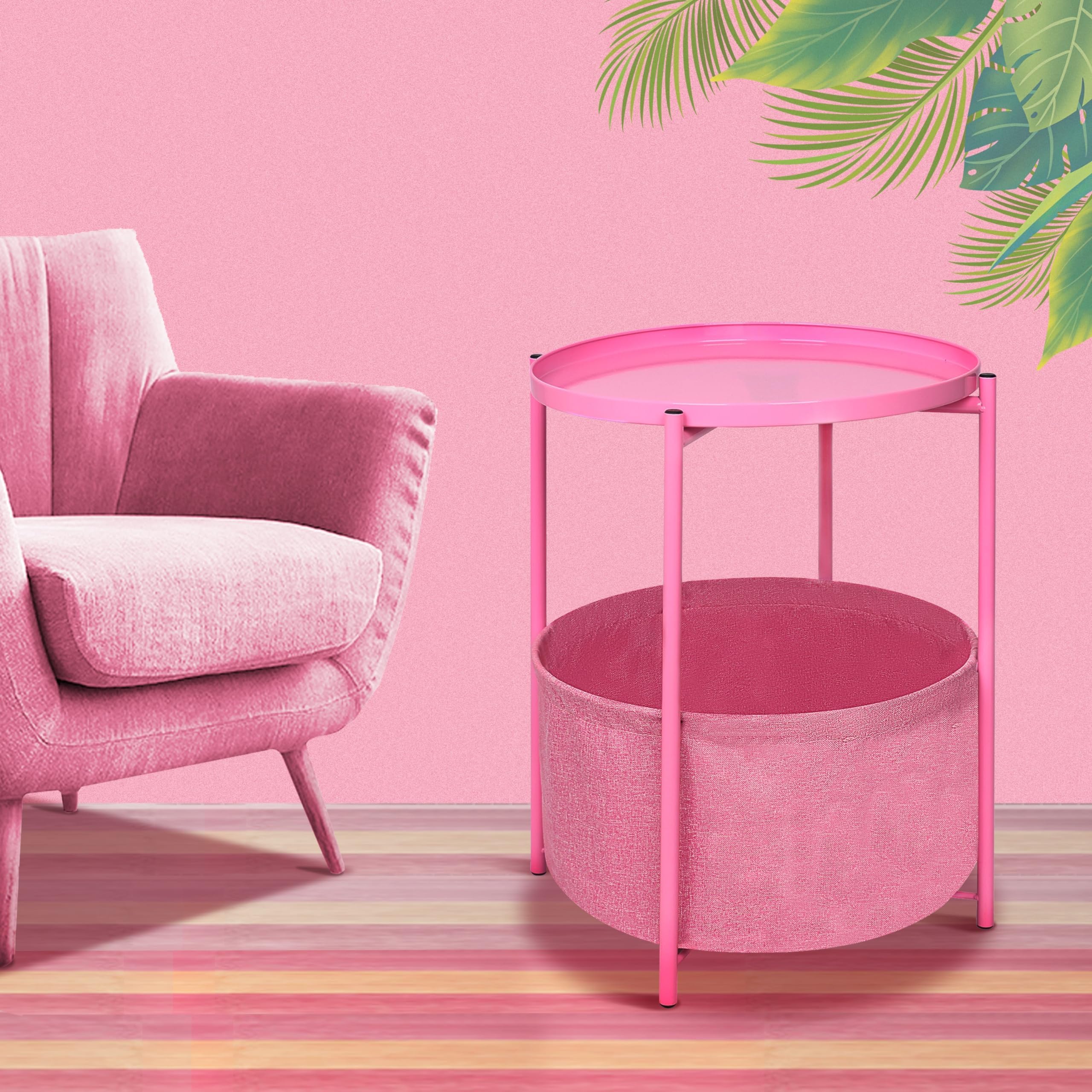 Amazon.com: ZOES HOMEWARE Small Round Side End Table with Storage ...
