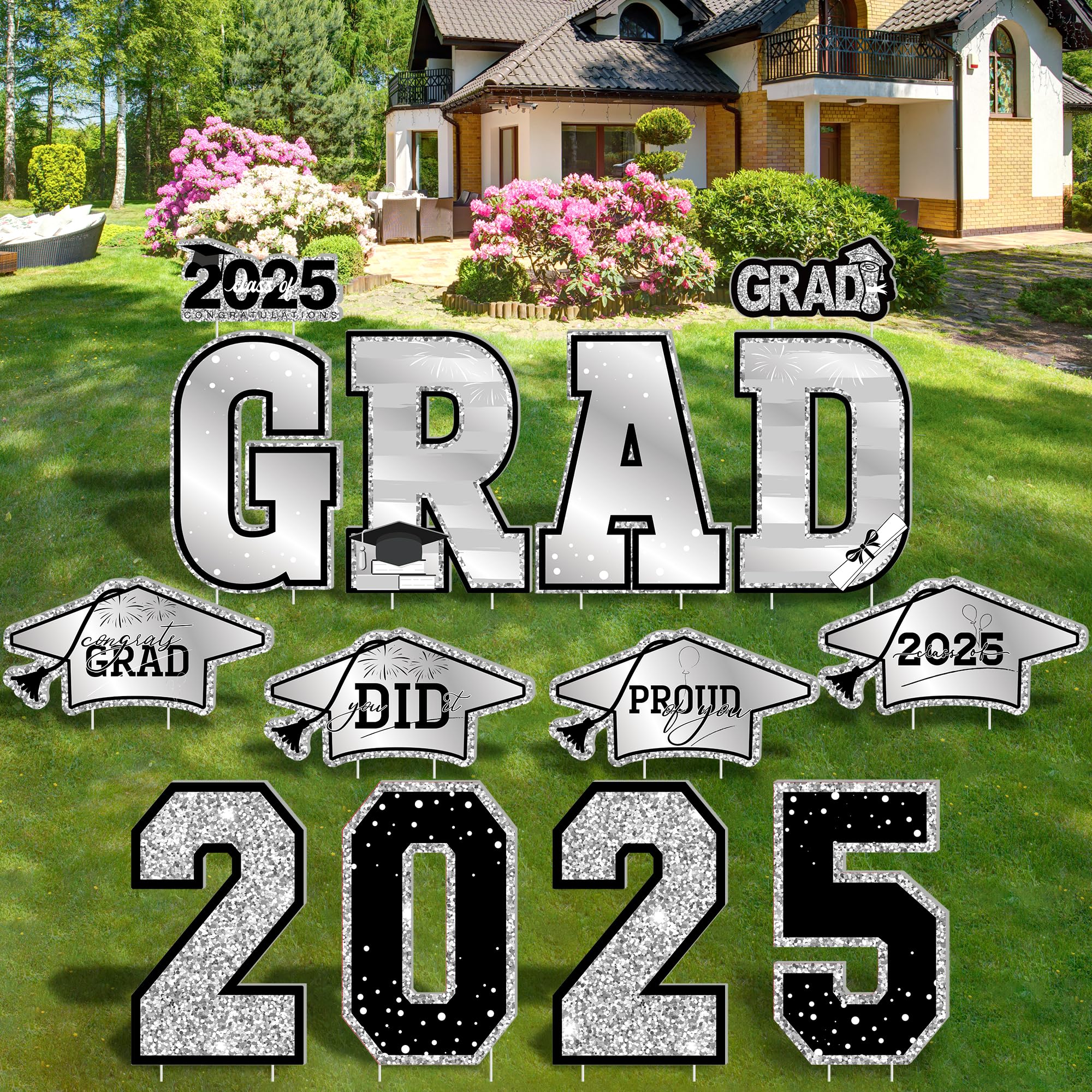 Snapklik.com : 14 PCS Graduation Decorations, Silver Congrats Grad 2025 ...