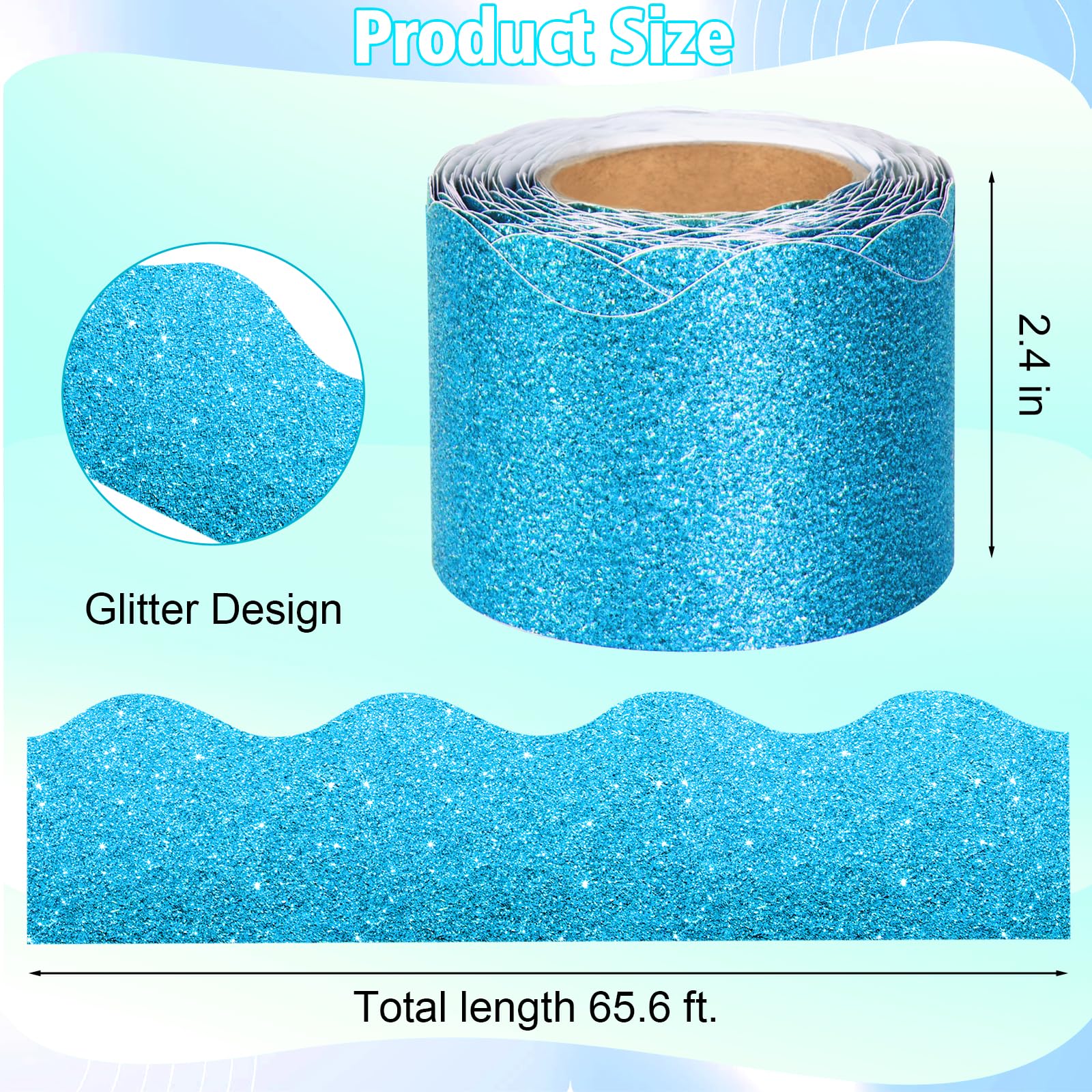 Snapklik.com : 65.6Ft Light Blue Glitter Bulletin Board Border, Shiny ...