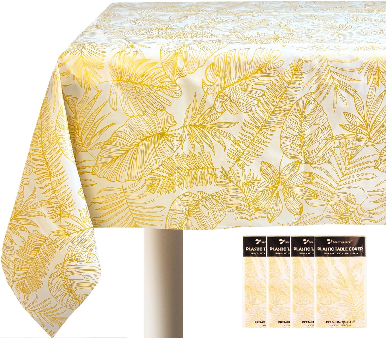 Amazon.com: SpectrumBurst Gold Leaves 4 pcs Disposable Tablecloth ...