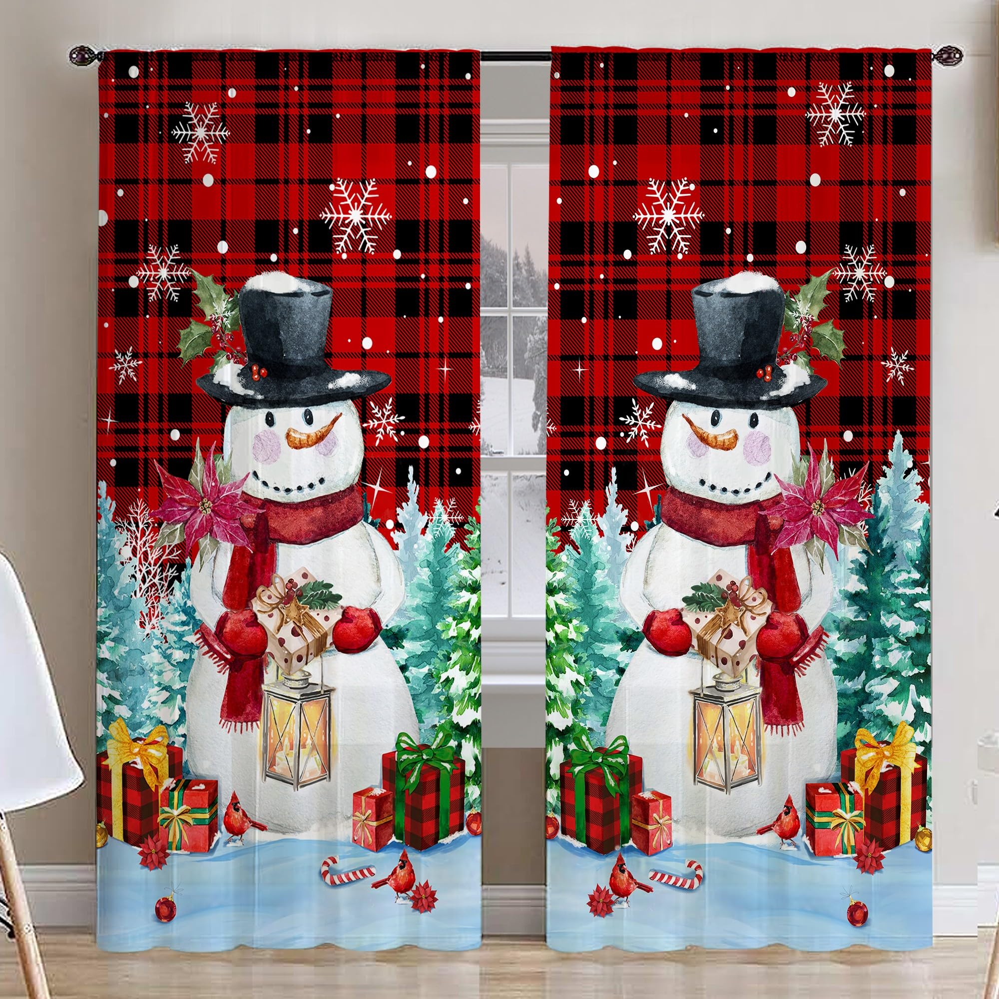 Amazon.com: Christmas Living Room Curtains, Christmas Decorations Sheer ...