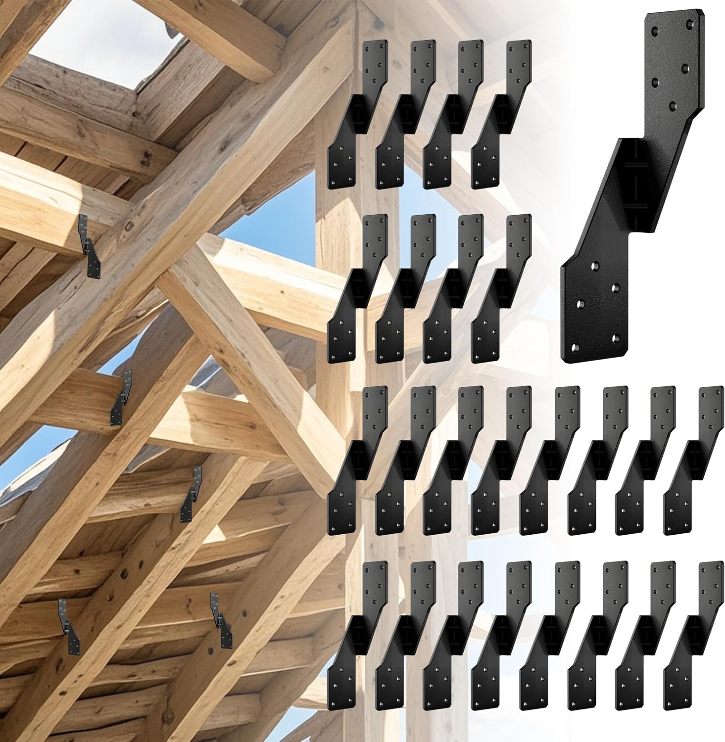 Amazon.com: Black Right Hurricane Brackets,Hurricane Ties for Rafters ...