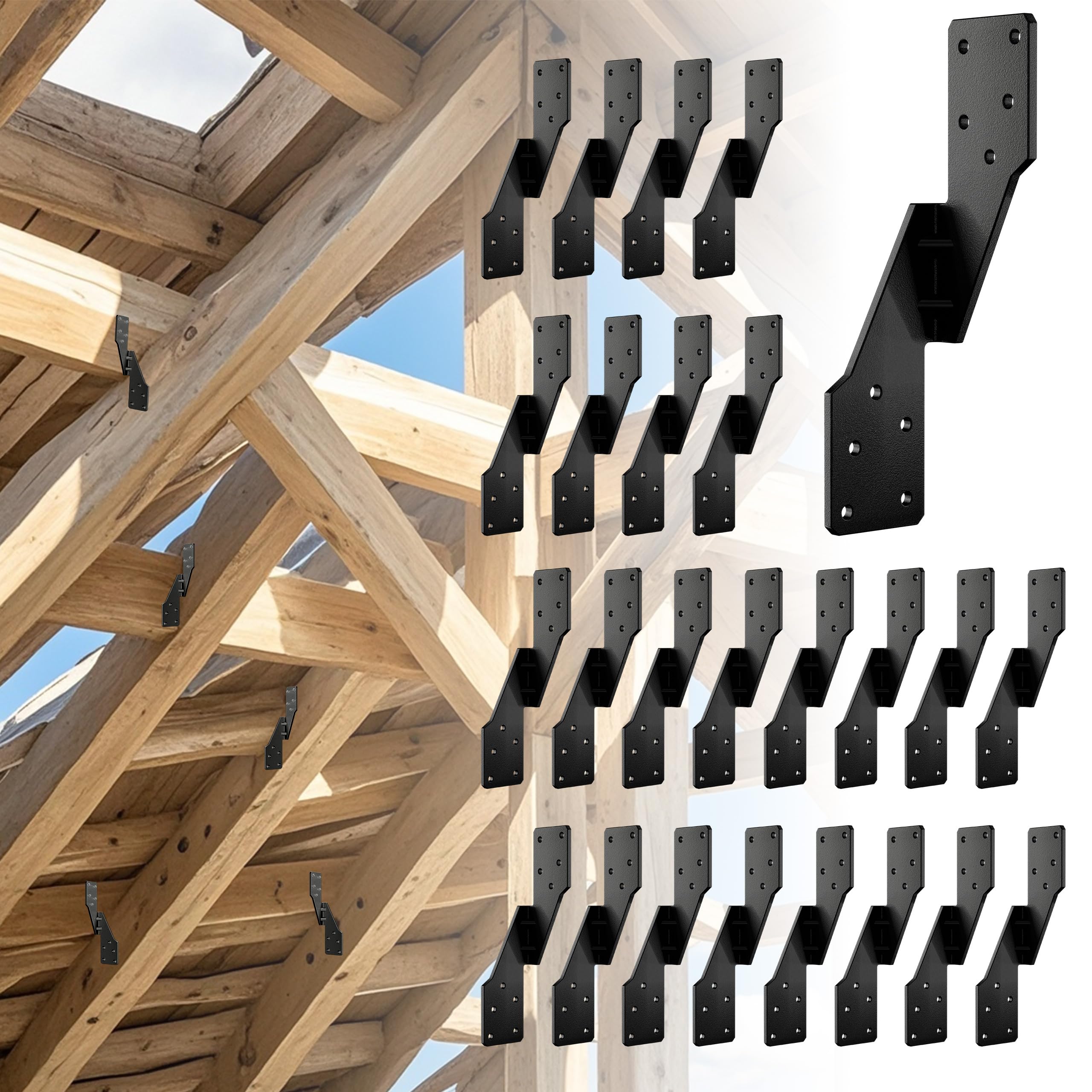 Amazon.com: Black Right Hurricane Brackets,Hurricane Ties for Rafters ...