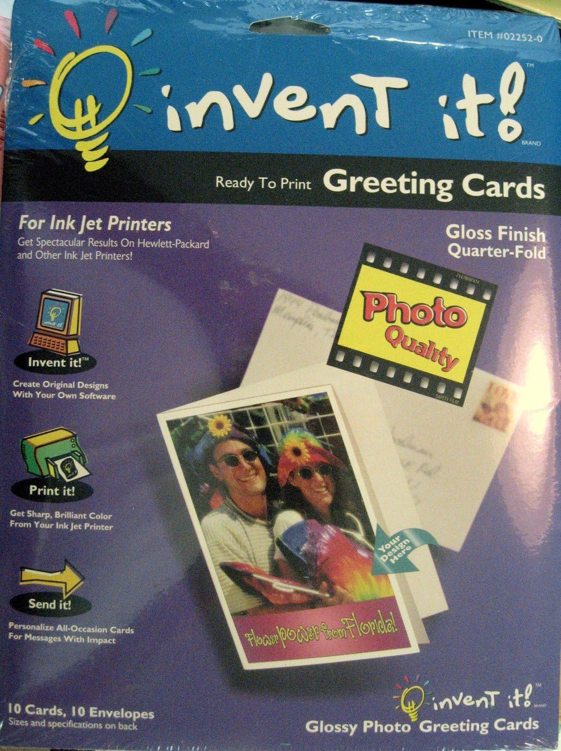 Amazon.com : Invent It! Quarter Fold Gloss Finish Greeting Cards ...