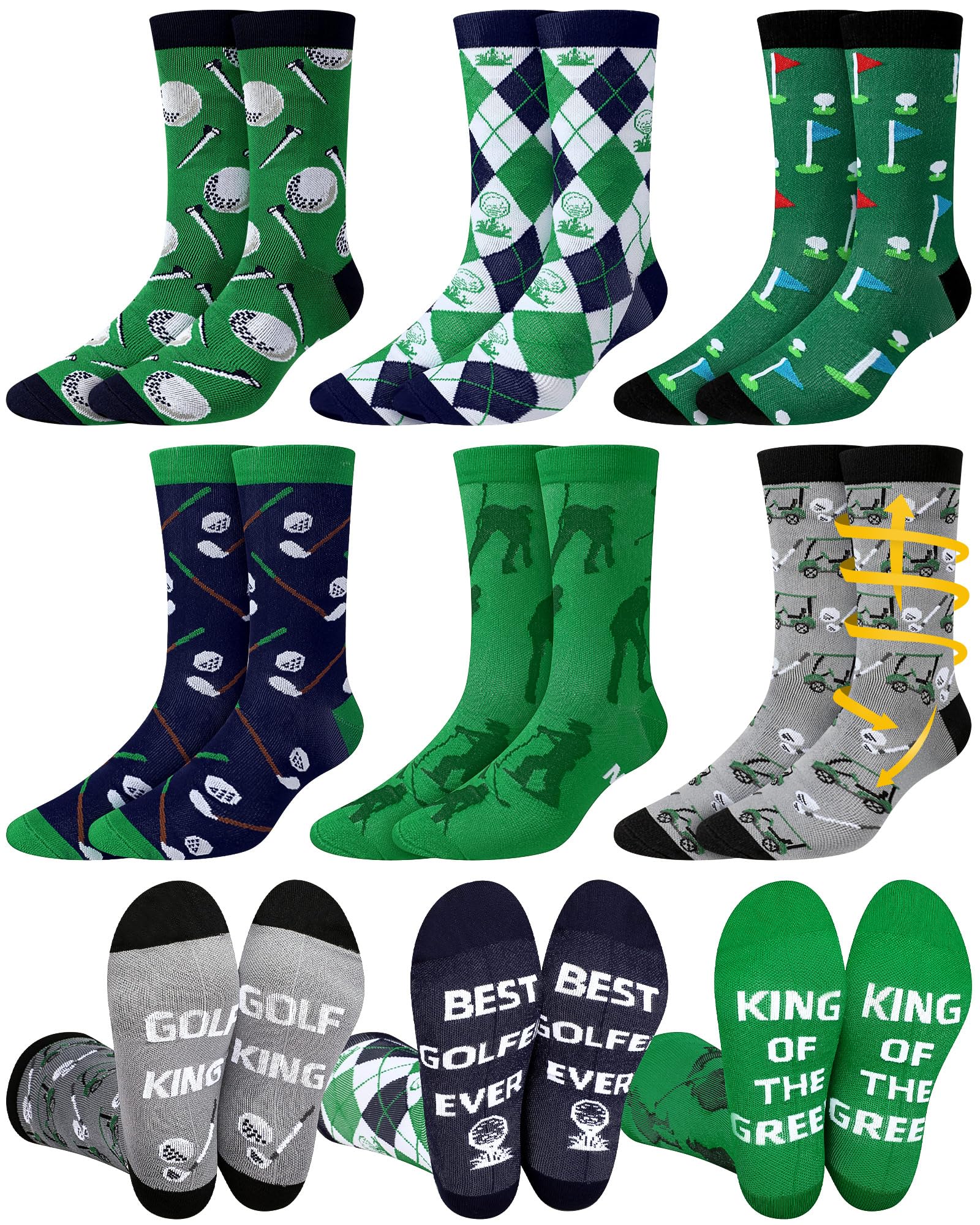 Amazon.com: Breathffy 6 Pairs Funny Golf Compression Socks for Men ...