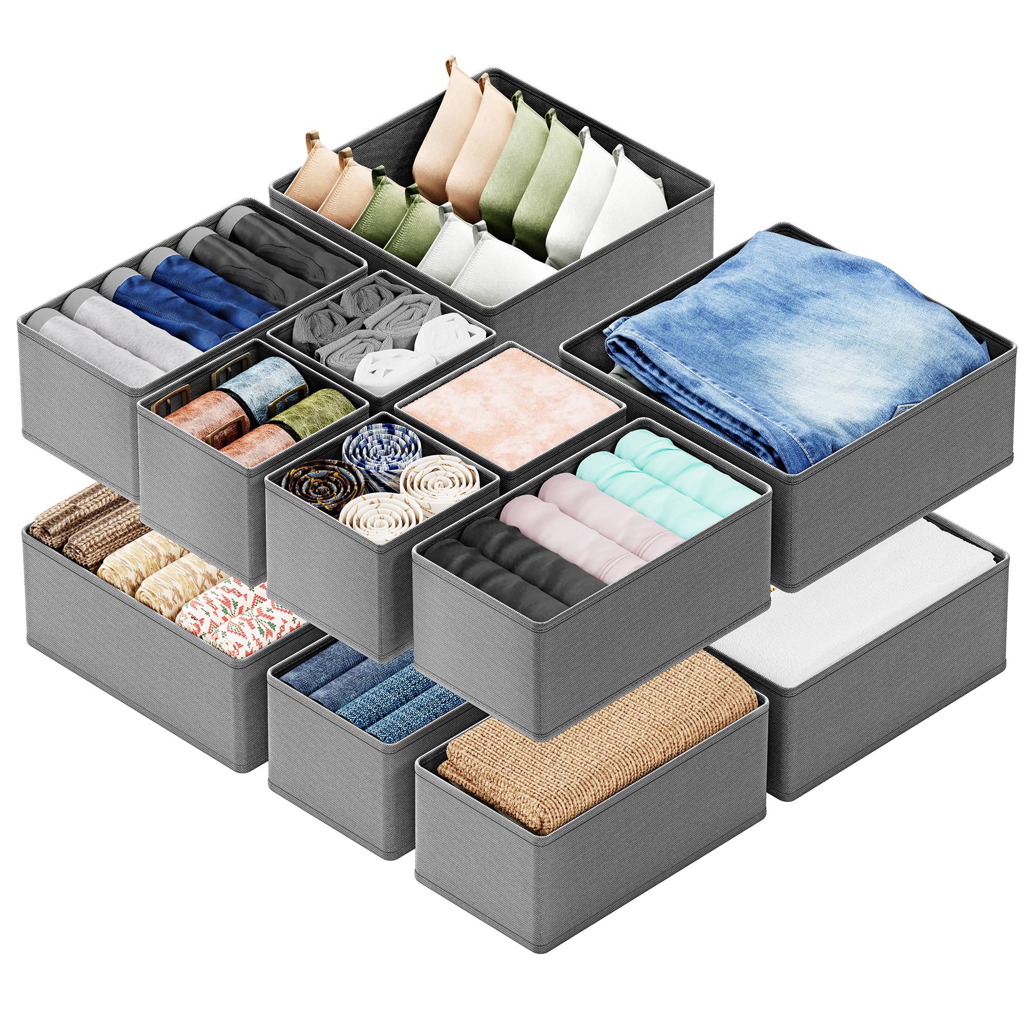SpaceAid Drawer Organizer for Clothes, 12 Pack Dresser Drawer Organizer ...