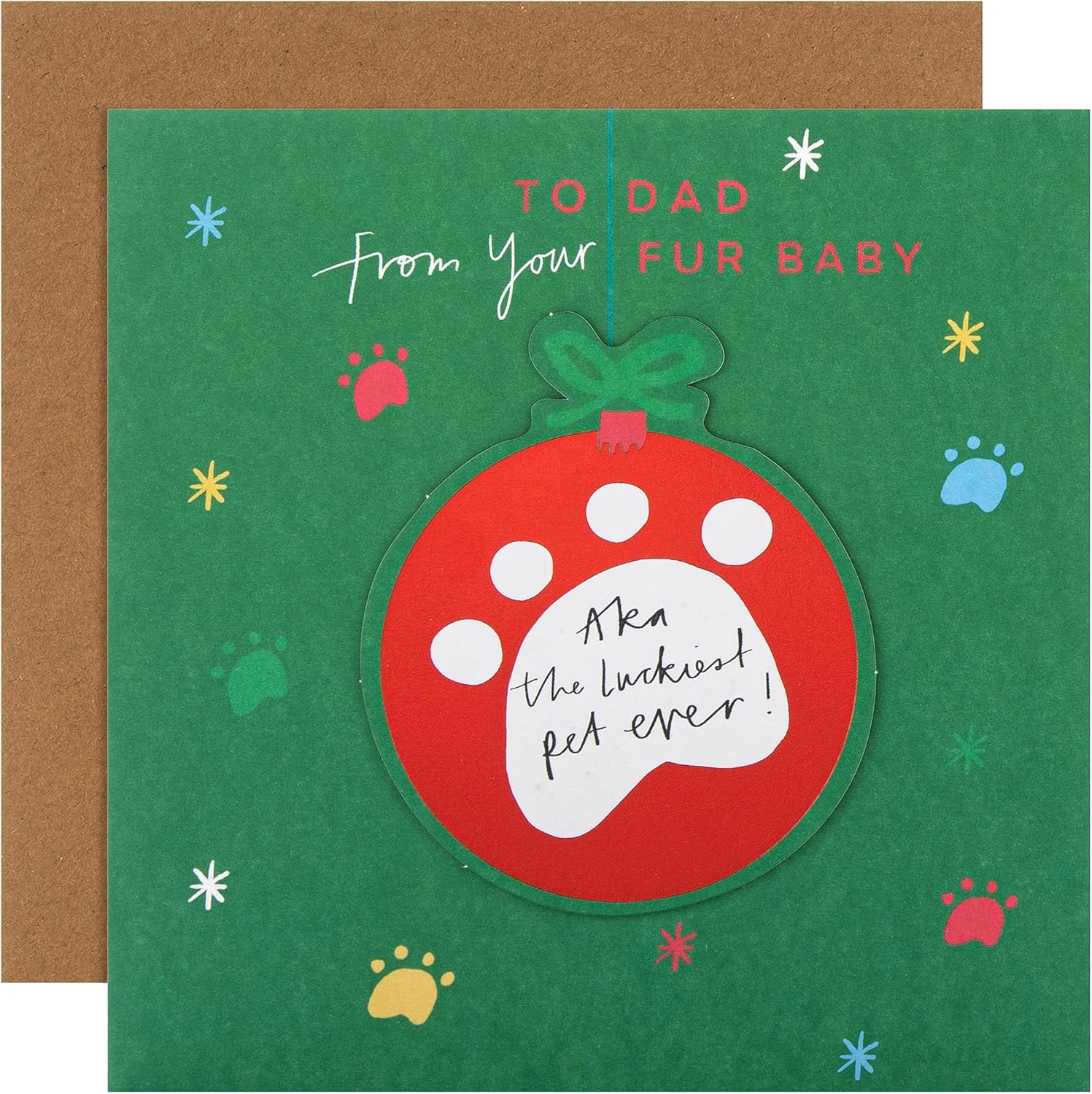 Hallmark Christmas Card For Dad From The Pet Fun Paw Print Bauble hallmark-christmas-card-for-dad-from-the-pet-fun-paw-print-bauble