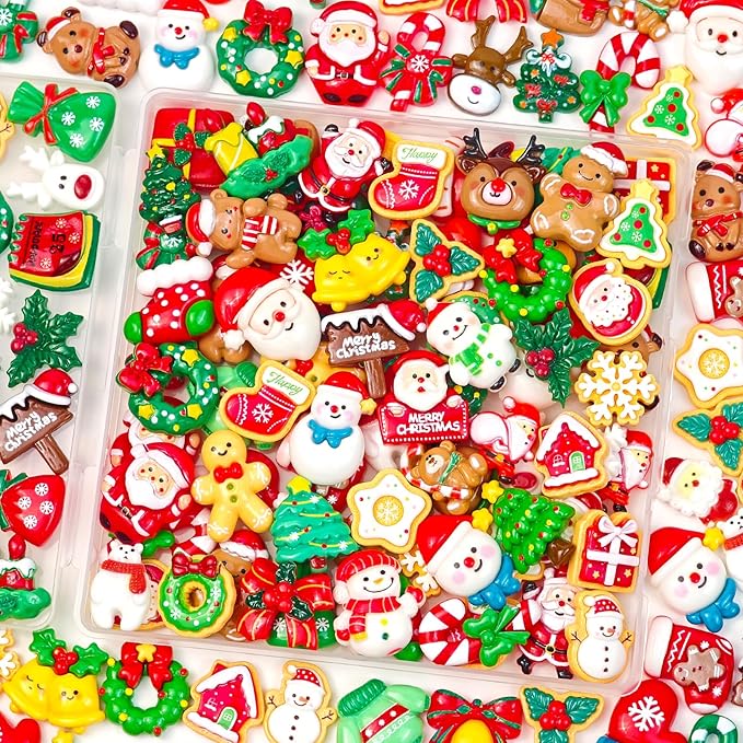 Amazon.com: Feivando 120 Pcs Christmas Resin Flatback Charms for Crafts ...