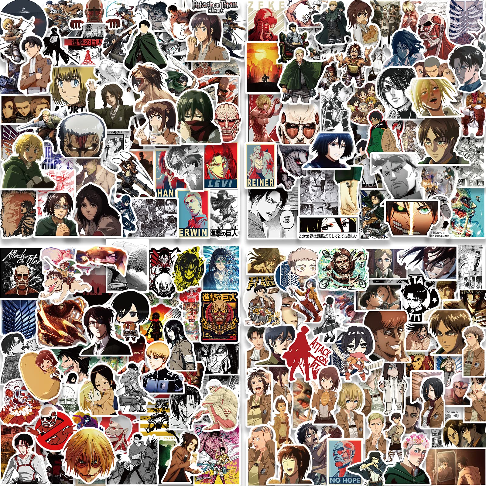 200pcs Stickers Attack On Titan Anime Stickers Pack For Skateboard ...