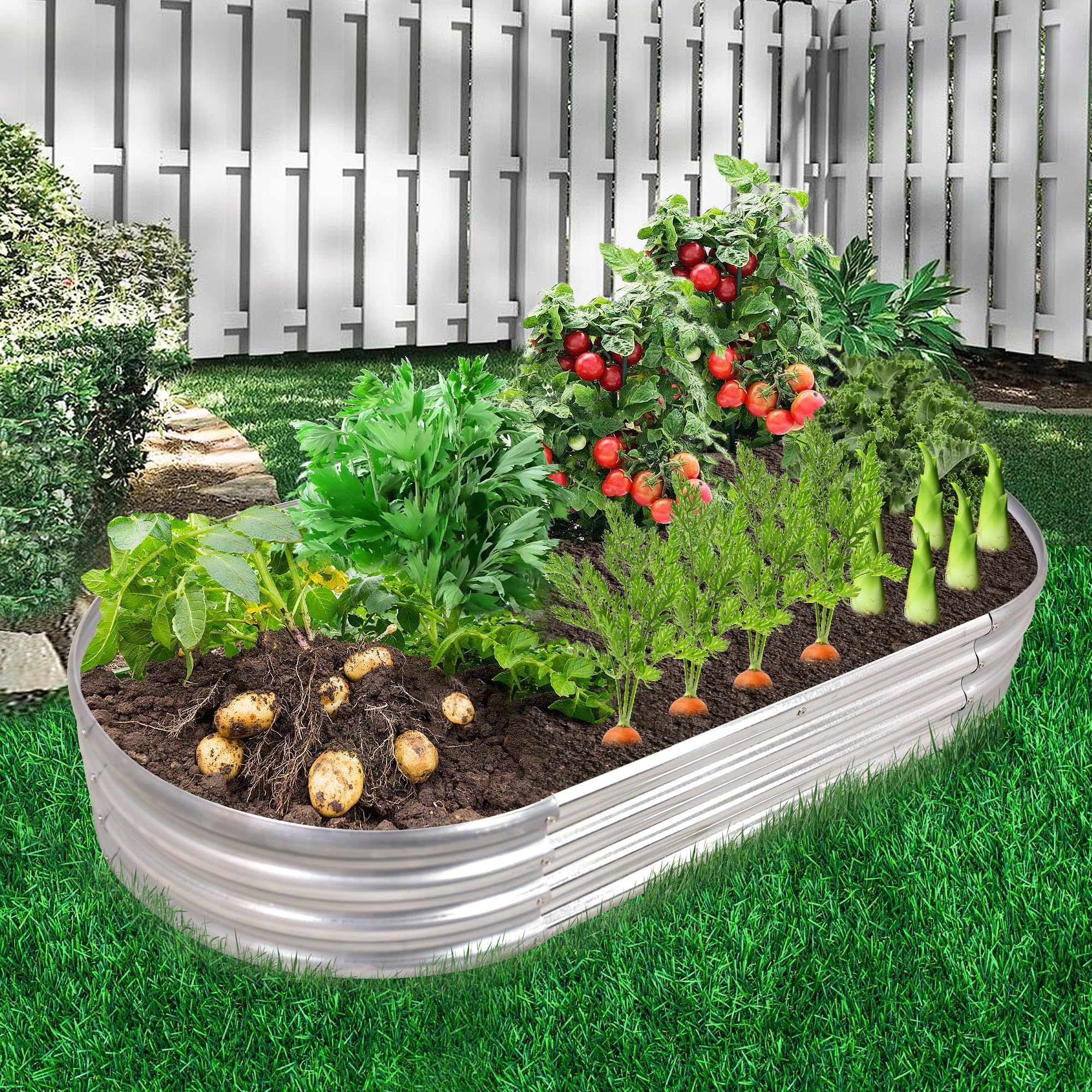 Corrugated Metal Garden Planter Boxes Aoodor 17'' Tall Aluzinc Metal