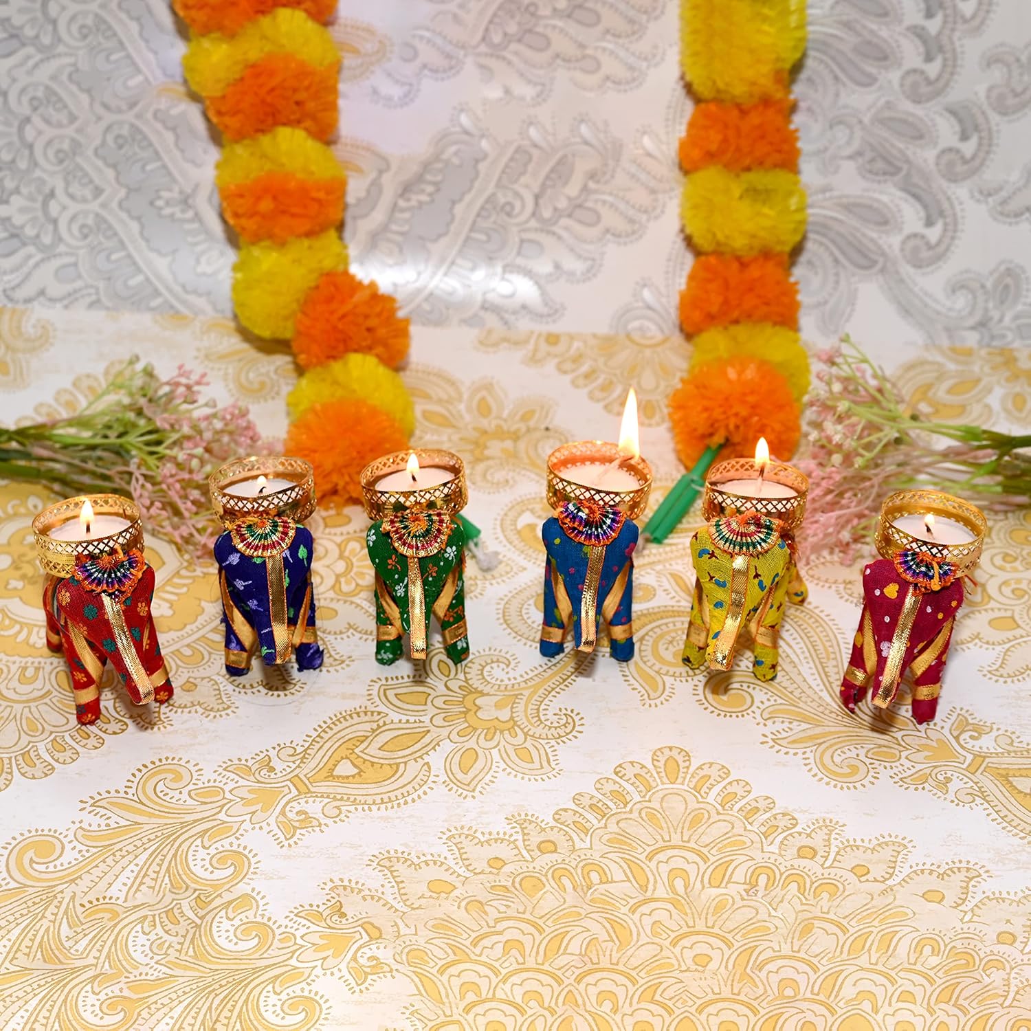 Buy THE INDIA STYLE™ Hathi T-Lights Candle Holder Stand with Wax ...