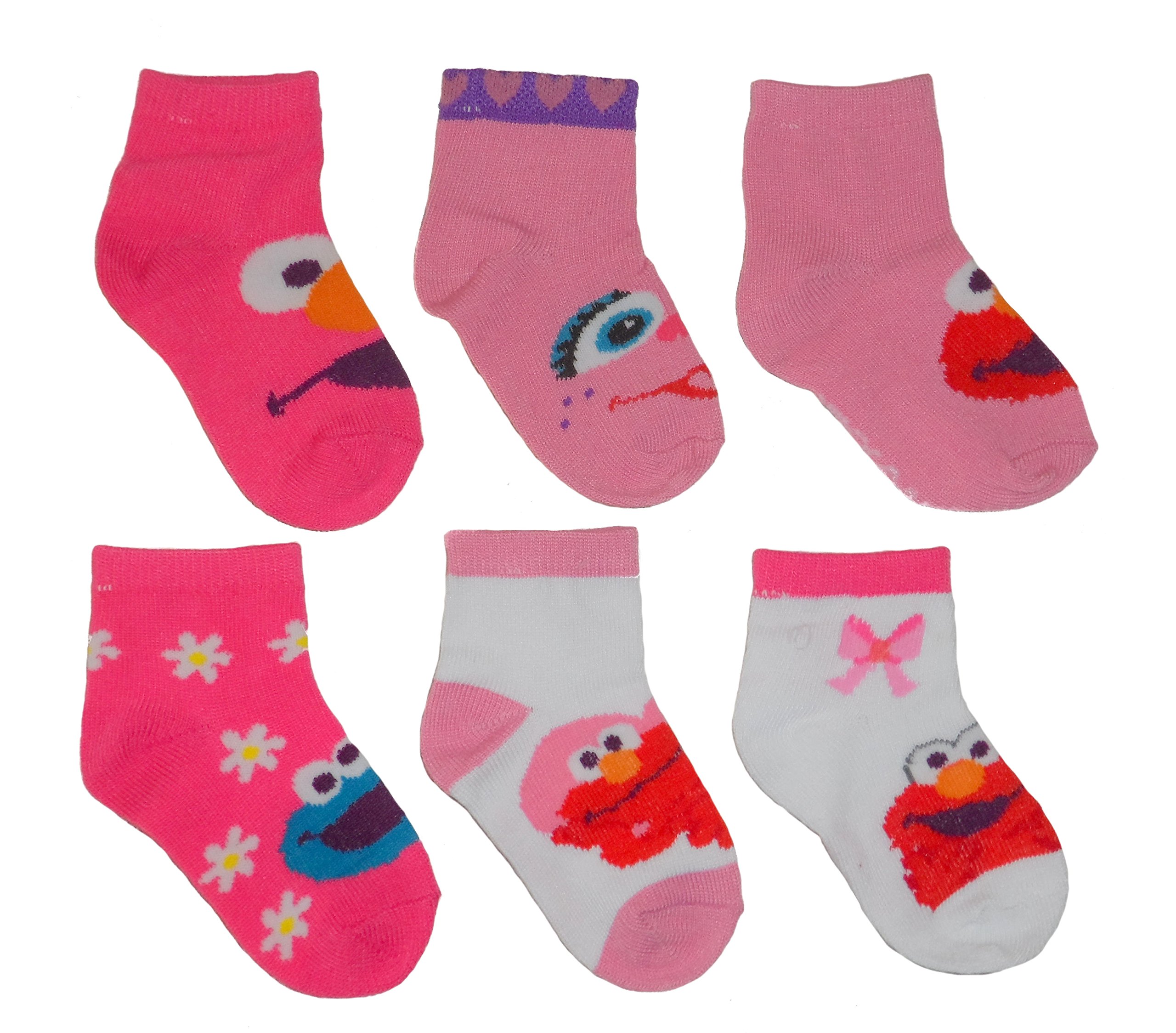 Amazon.com: Sesame Street Baby Girls' Elmo Socks 6 pk (12-24 Months ...