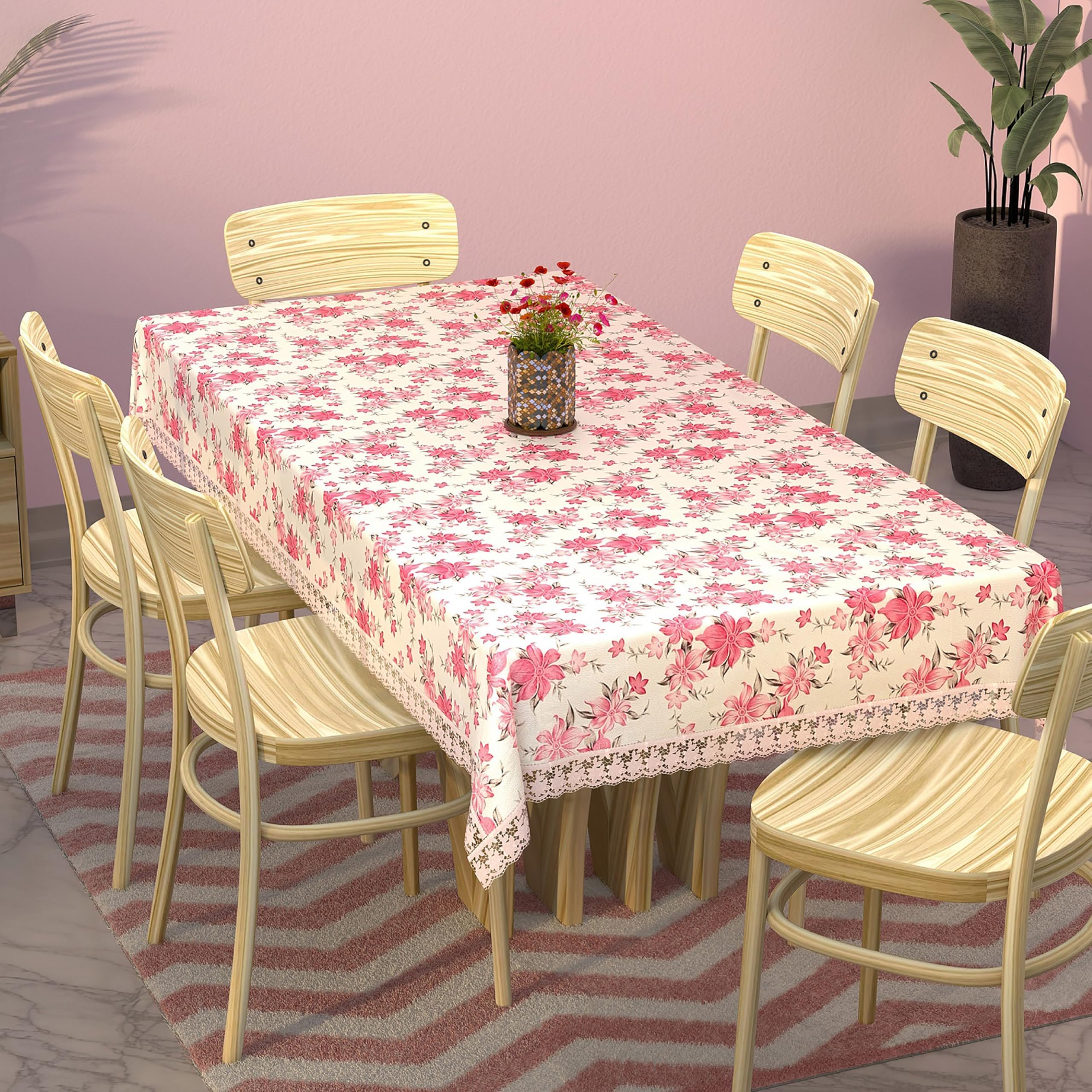 Buy MallowWorld Washable Jute Fabric Stripe Square Table Cover Heat ...