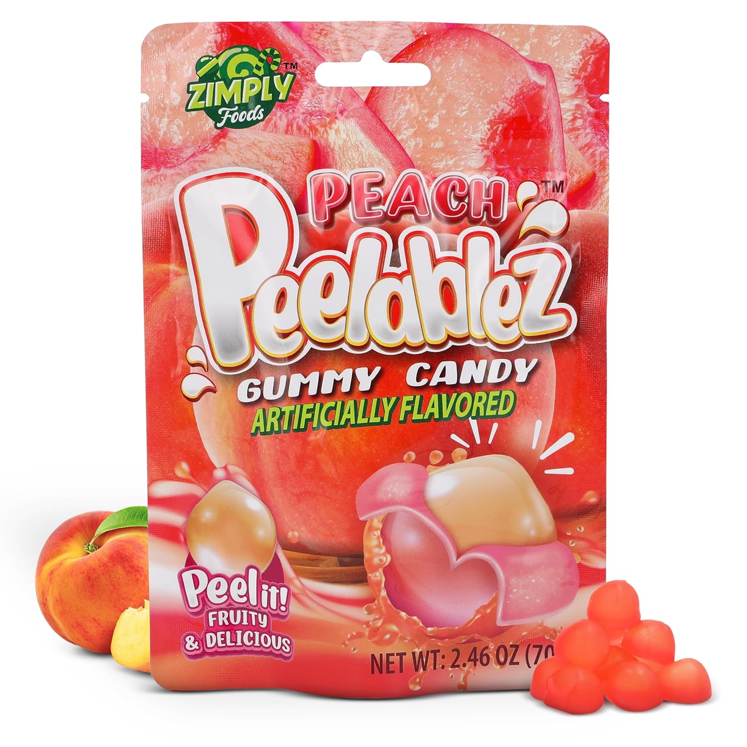 Amazon.com : Peelable Peach Gummies Pack of 3 - Reseable 2.46 Oz Each ...
