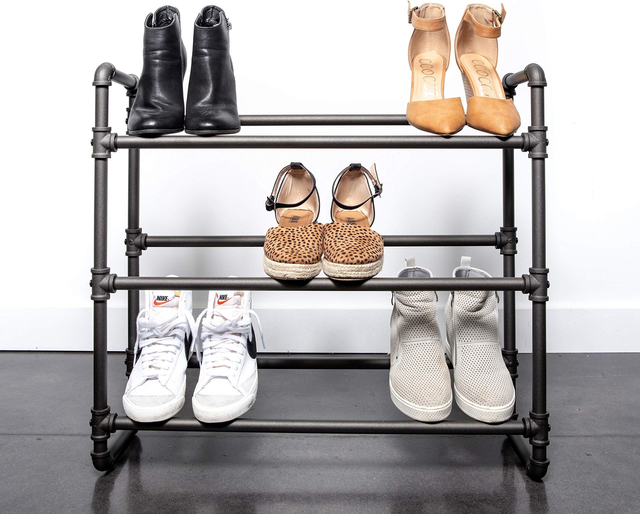 Amazon.com: REAL HOME Innovations Modern Industrial Style 3 Tier Shoe ...