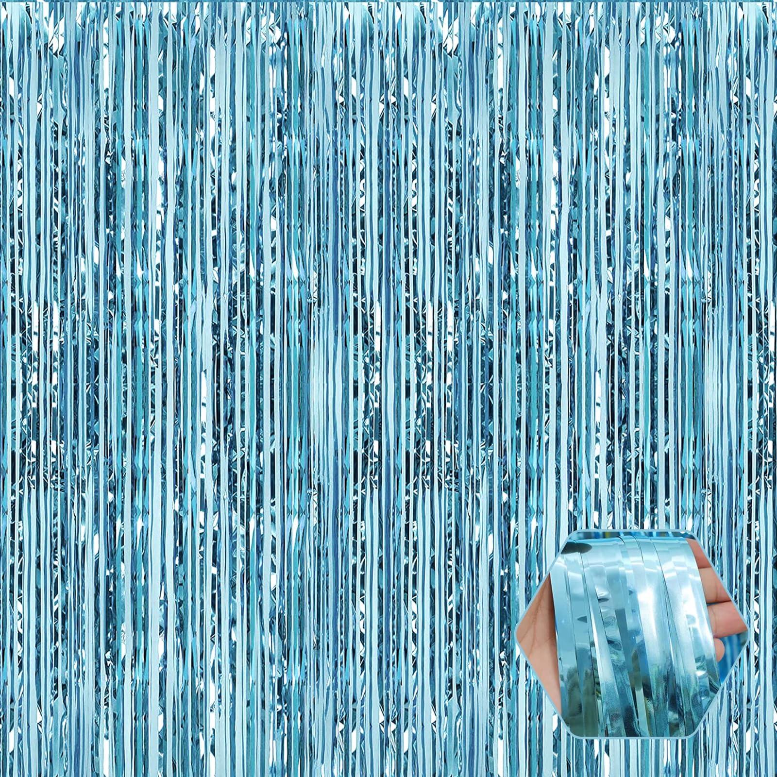 Amazon.com : BRZIKWT 2 Pcs Iridescent Transparent Foil Curtain Tinsel ...