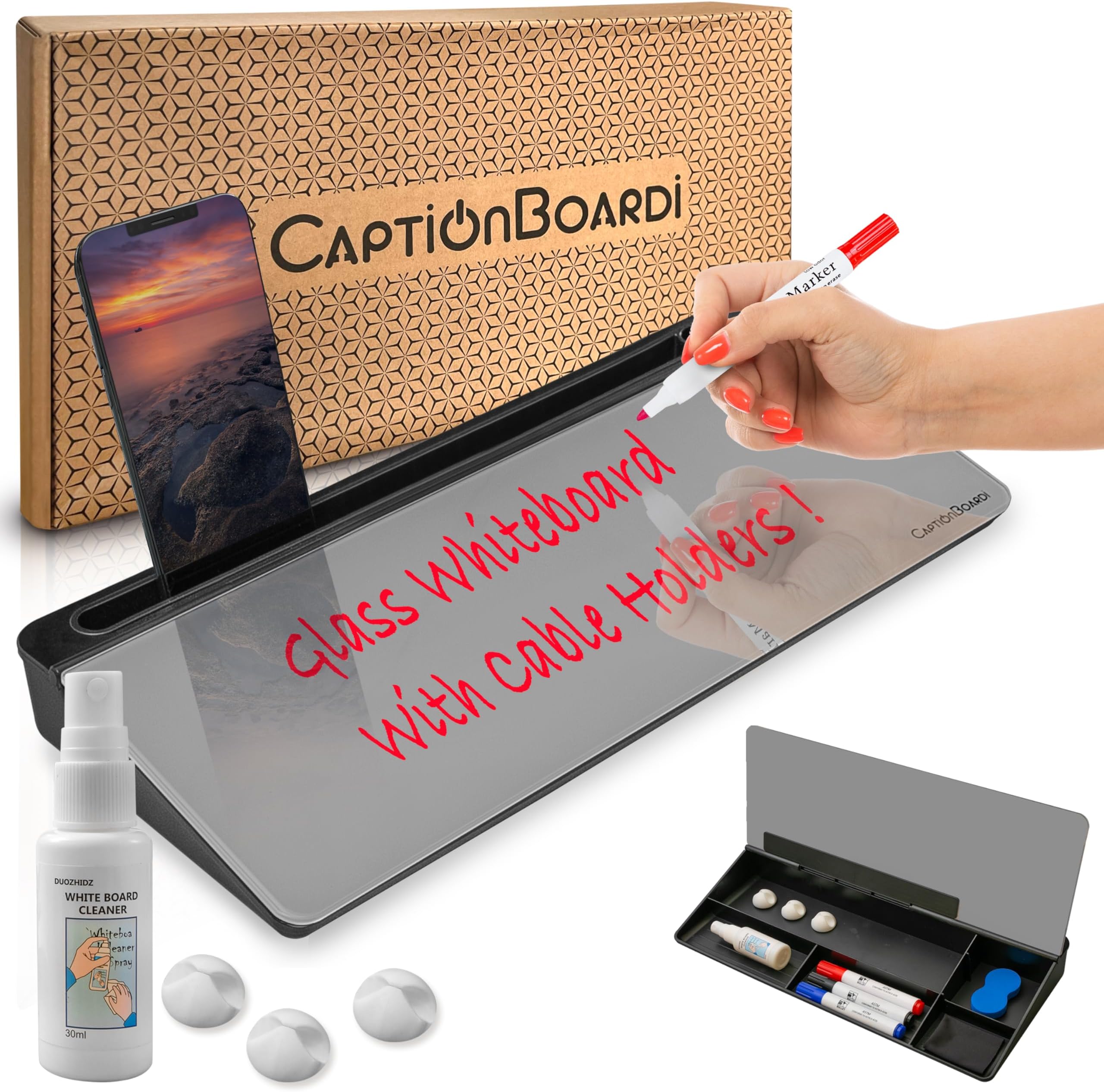 Amazon.com : Captionboardi 15-Inch Desktop Whiteboard - Glass Dry Erase ...