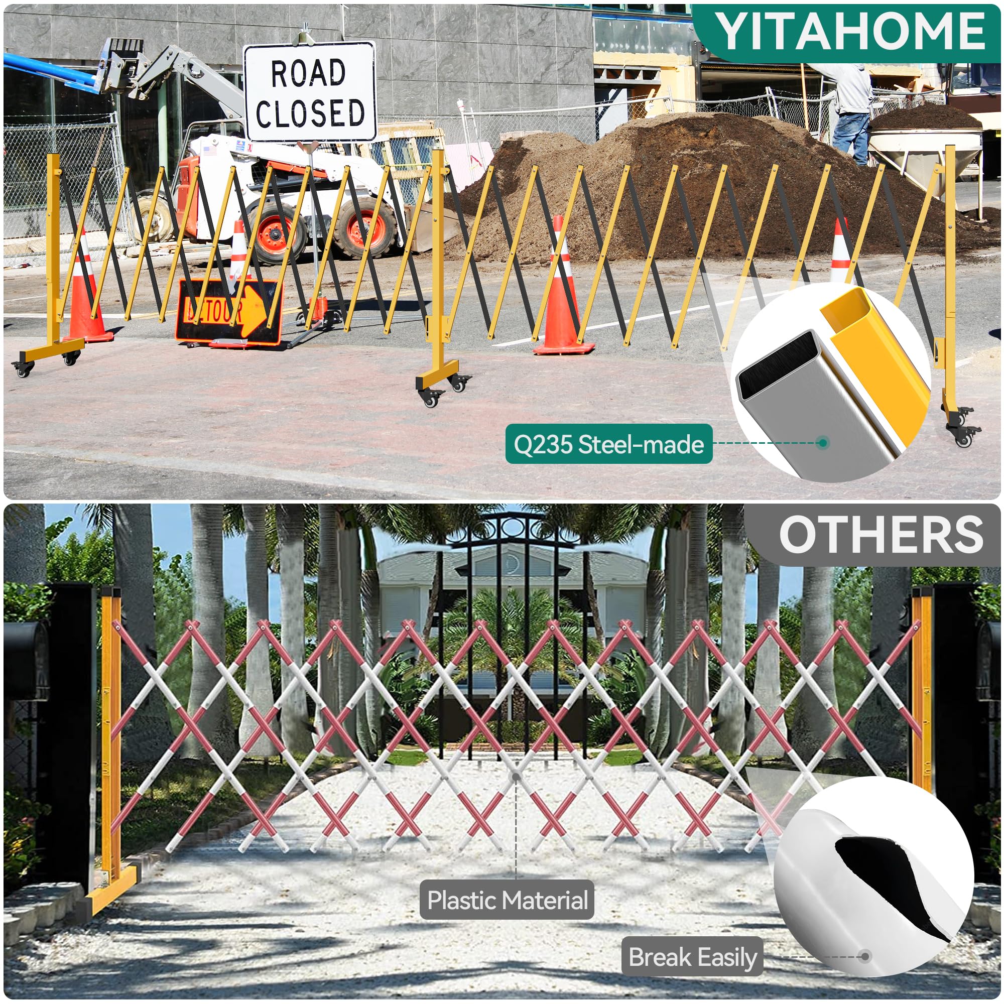 Snapklik.com : YITAHOME Metal Expandable Mobile Barricade Gate Outdoor ...