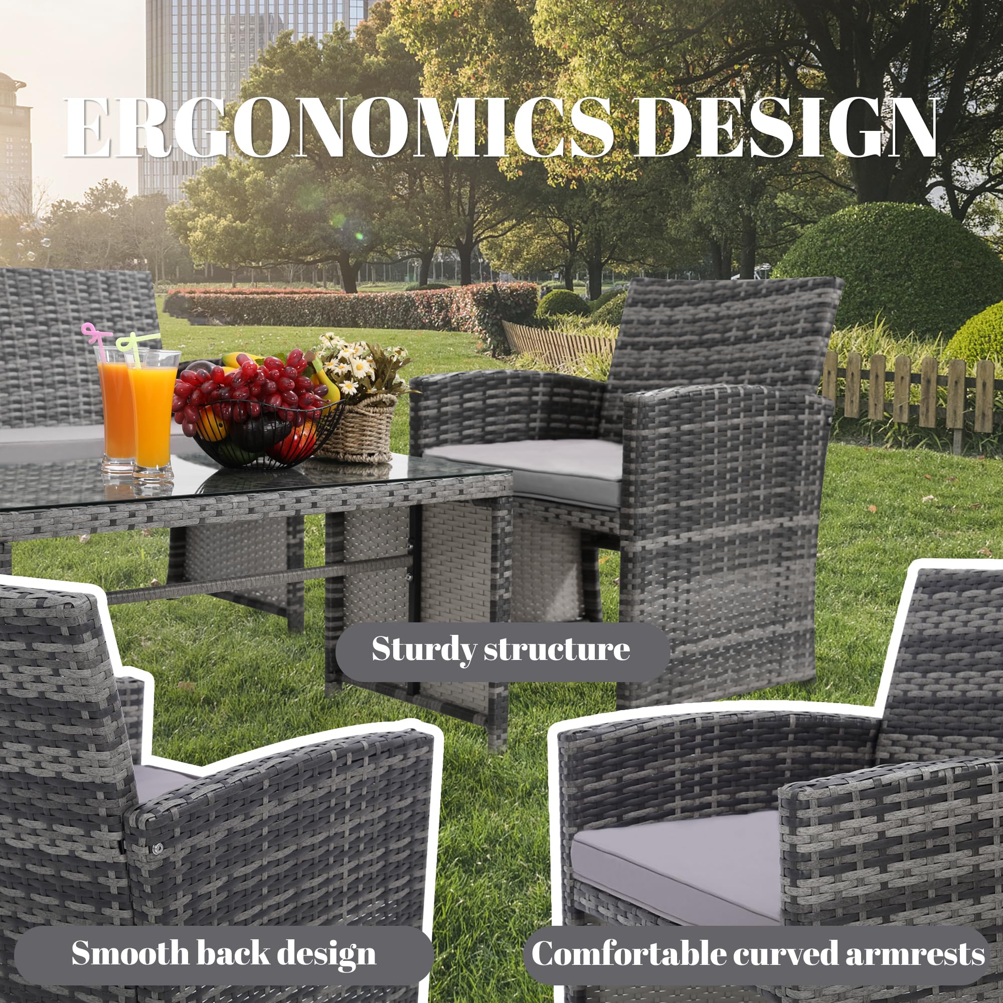 Snapklik.com : Murago 4 Piece Rattan Patio Furniture Conversation Set ...