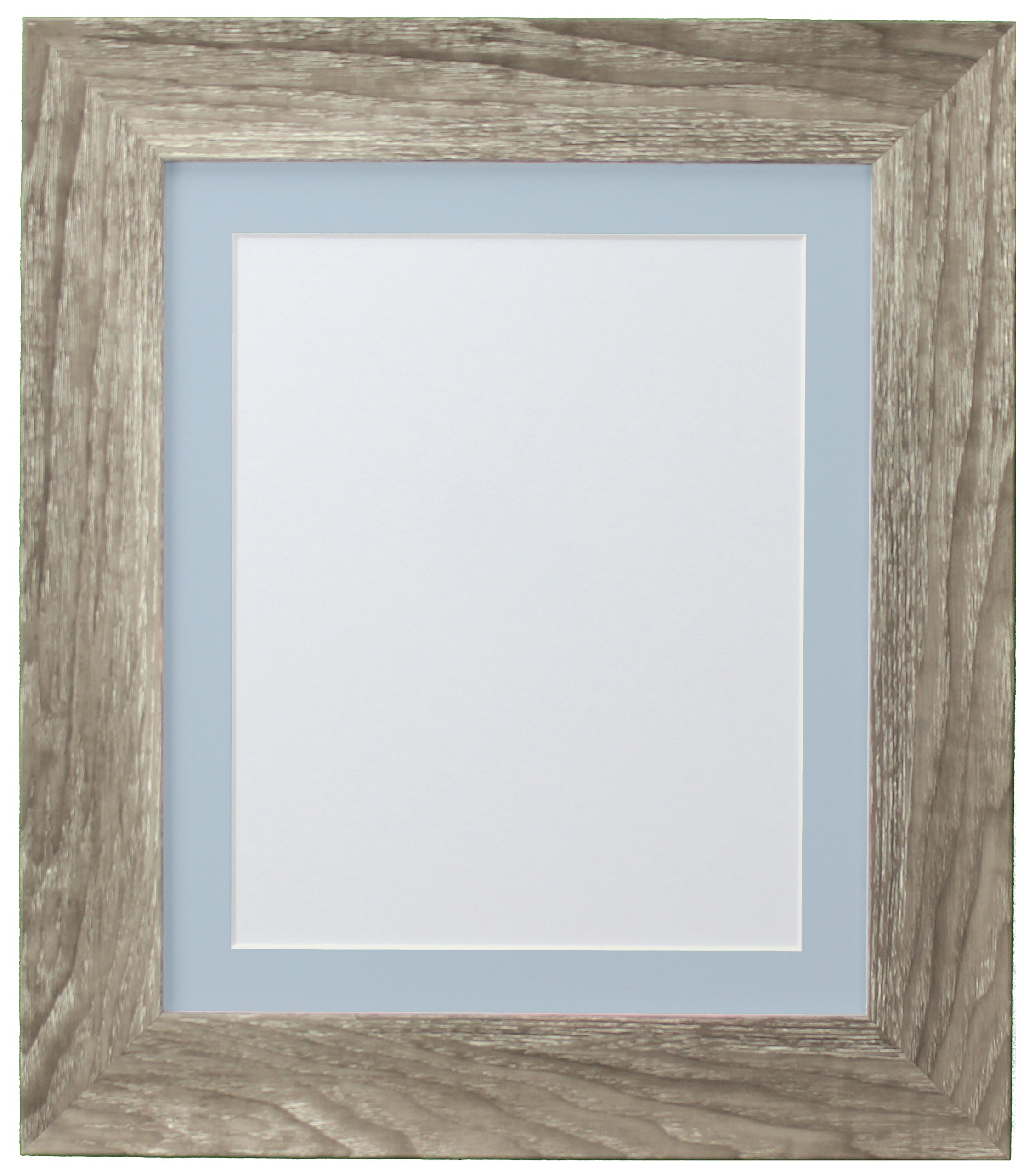 FRAMES BY POST Hygge Picture Photo Frame, Grey Ash with Blue Mount, A3 Image Size A4 – BigaMart