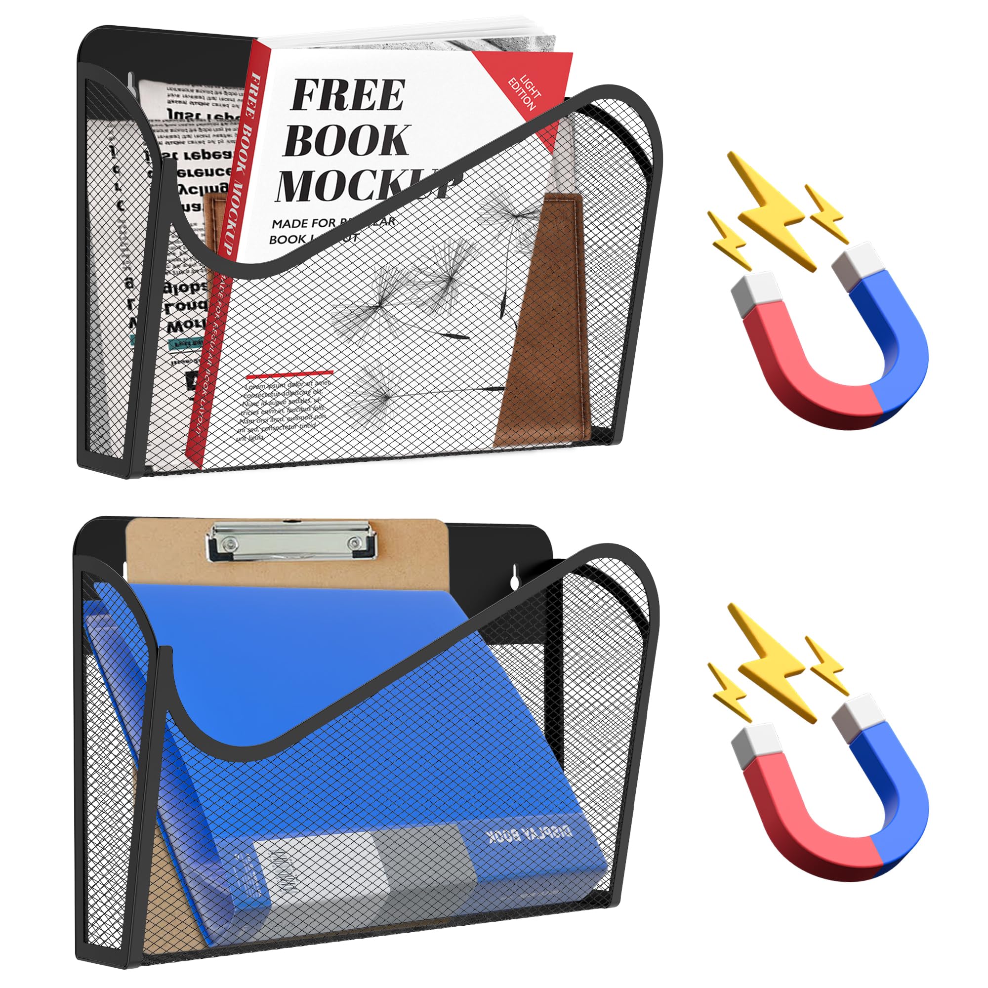 Amazon.com: Alyoen 2 Pack Magnetic File Holder, No Drilling ...