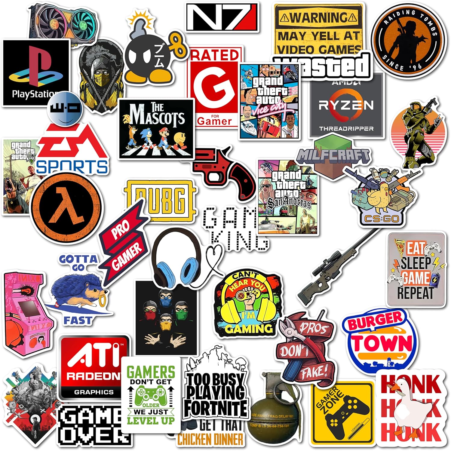 WallDesign 44 Vibrant Gaming Sticker Set for Console & PC Gamers ...
