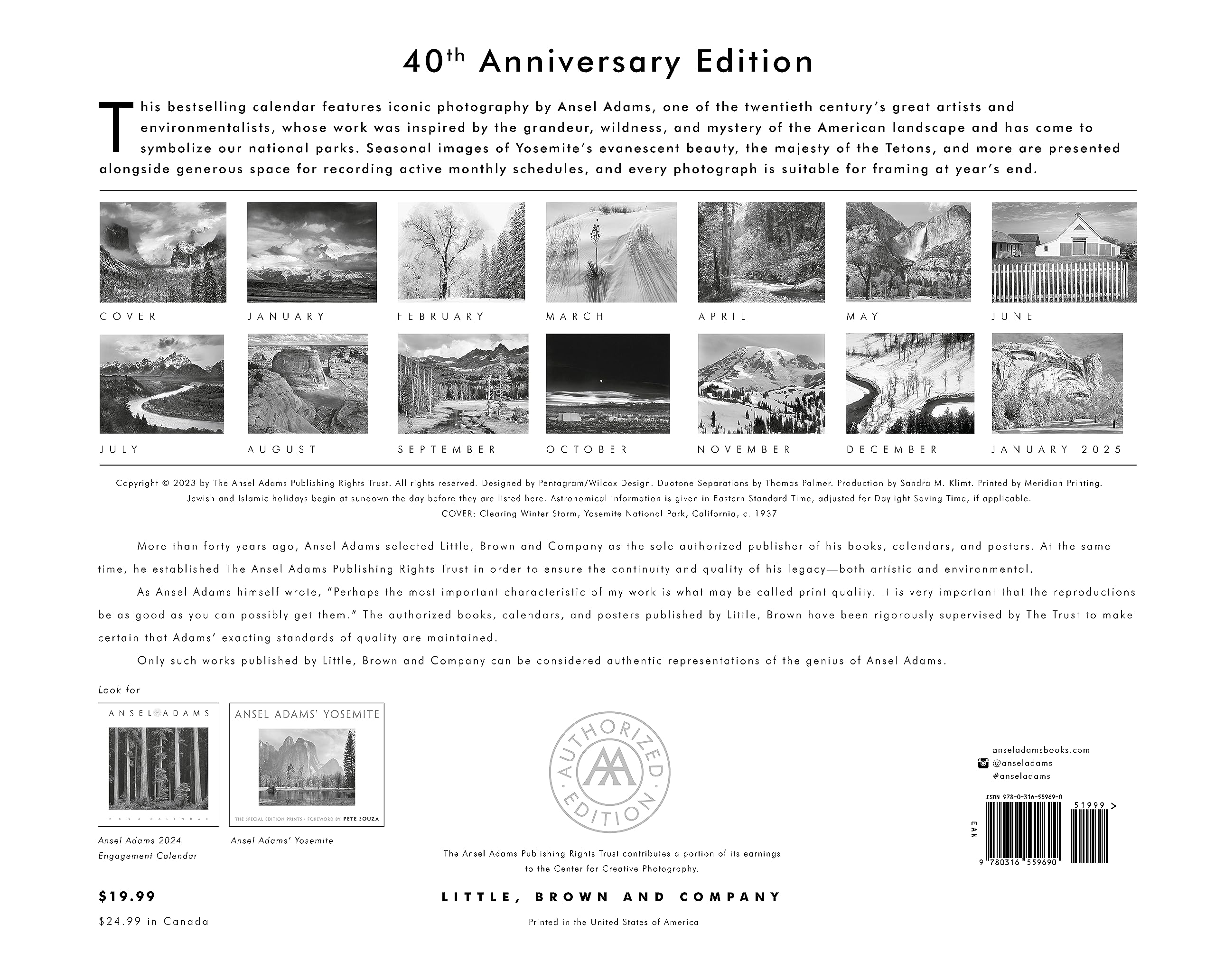 Snapklik.com : Ansel Adams 2024 Wall Calendar: Authorized Edition: 13 ...