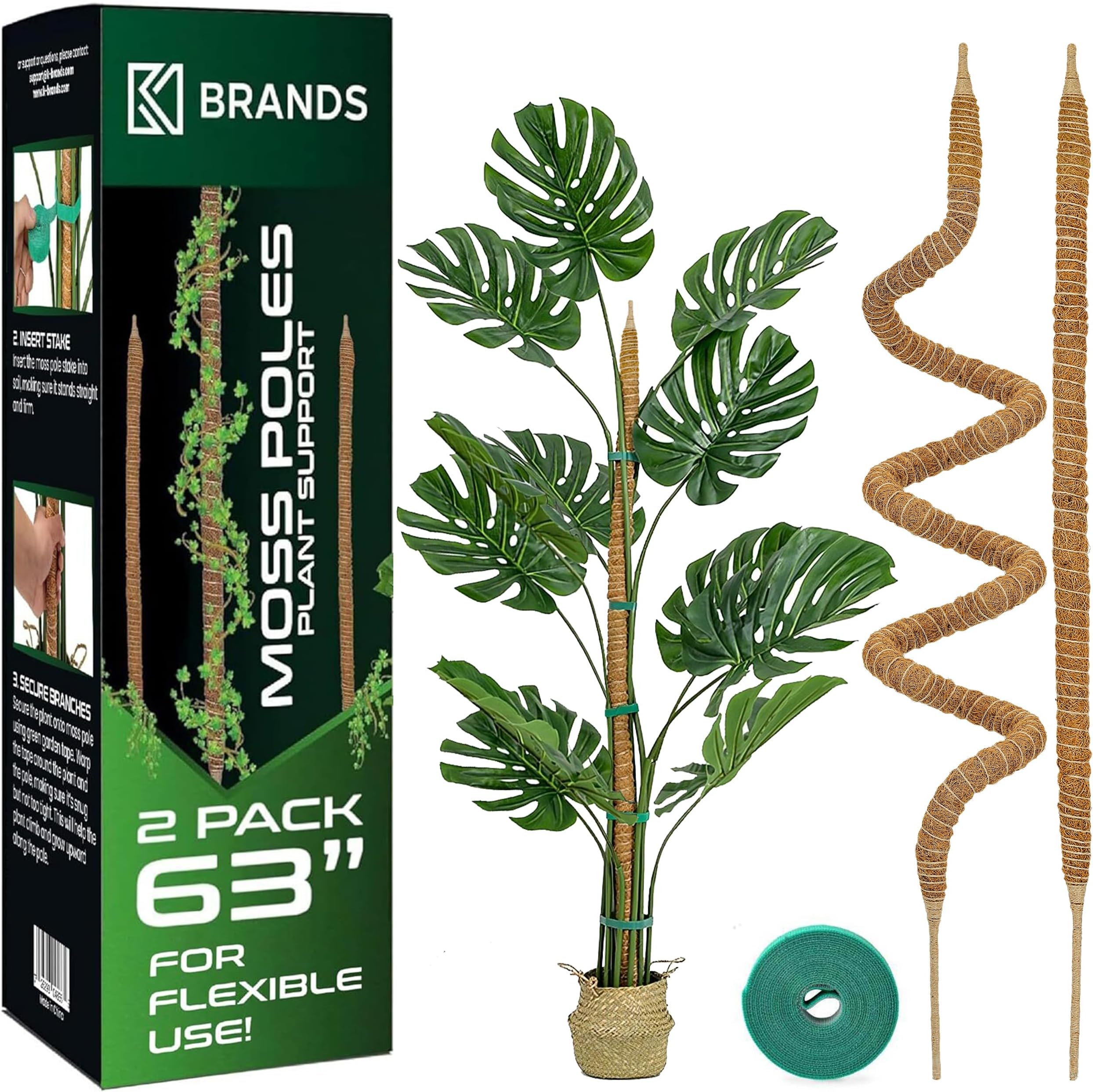 Amazon.com : 2 Pack Moss Pole - 25'' Bendable Monstera Plant Support ...