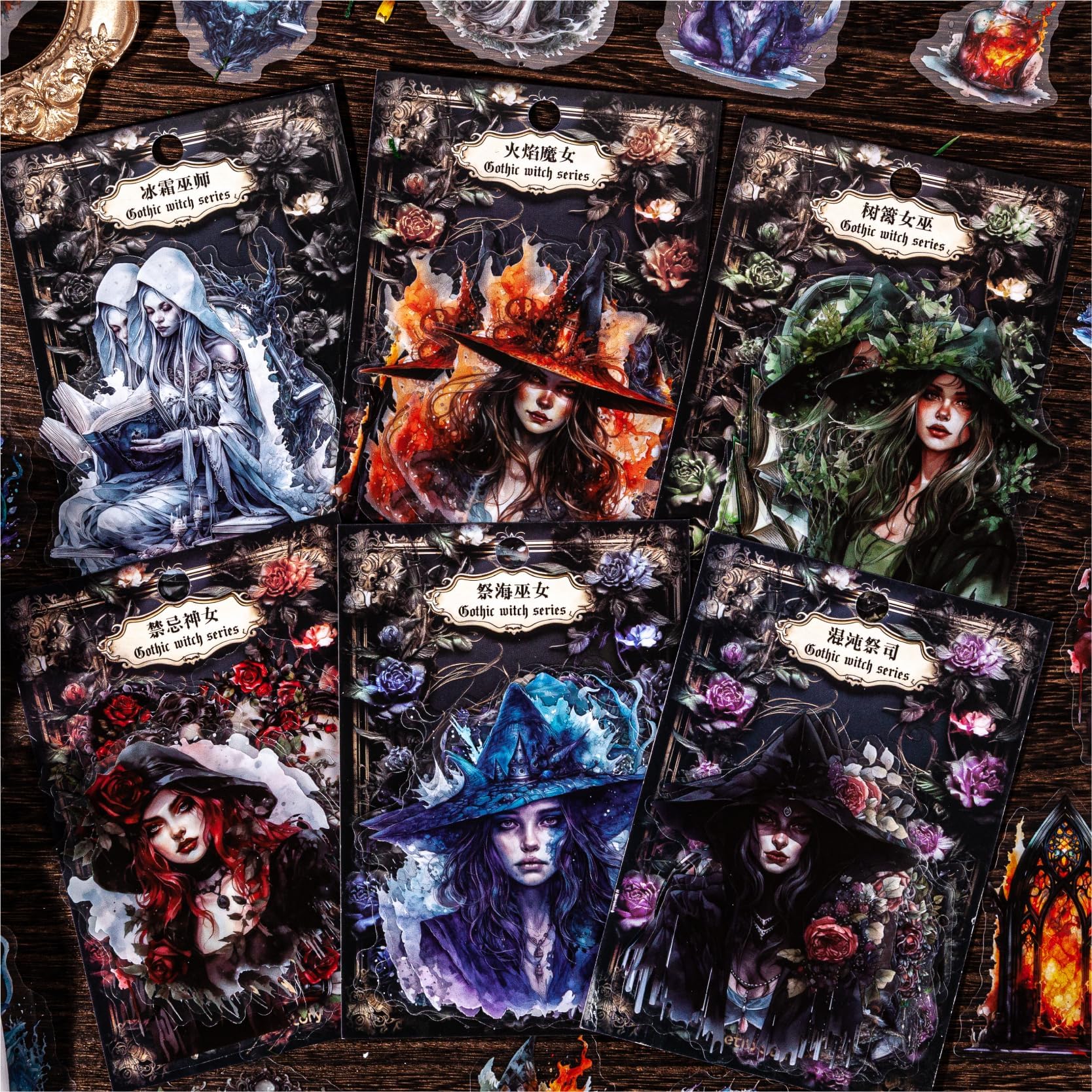 Amazon.com: Yoksas 120Pcs Vintage Gothic Witch Stickers - Waterproof ...