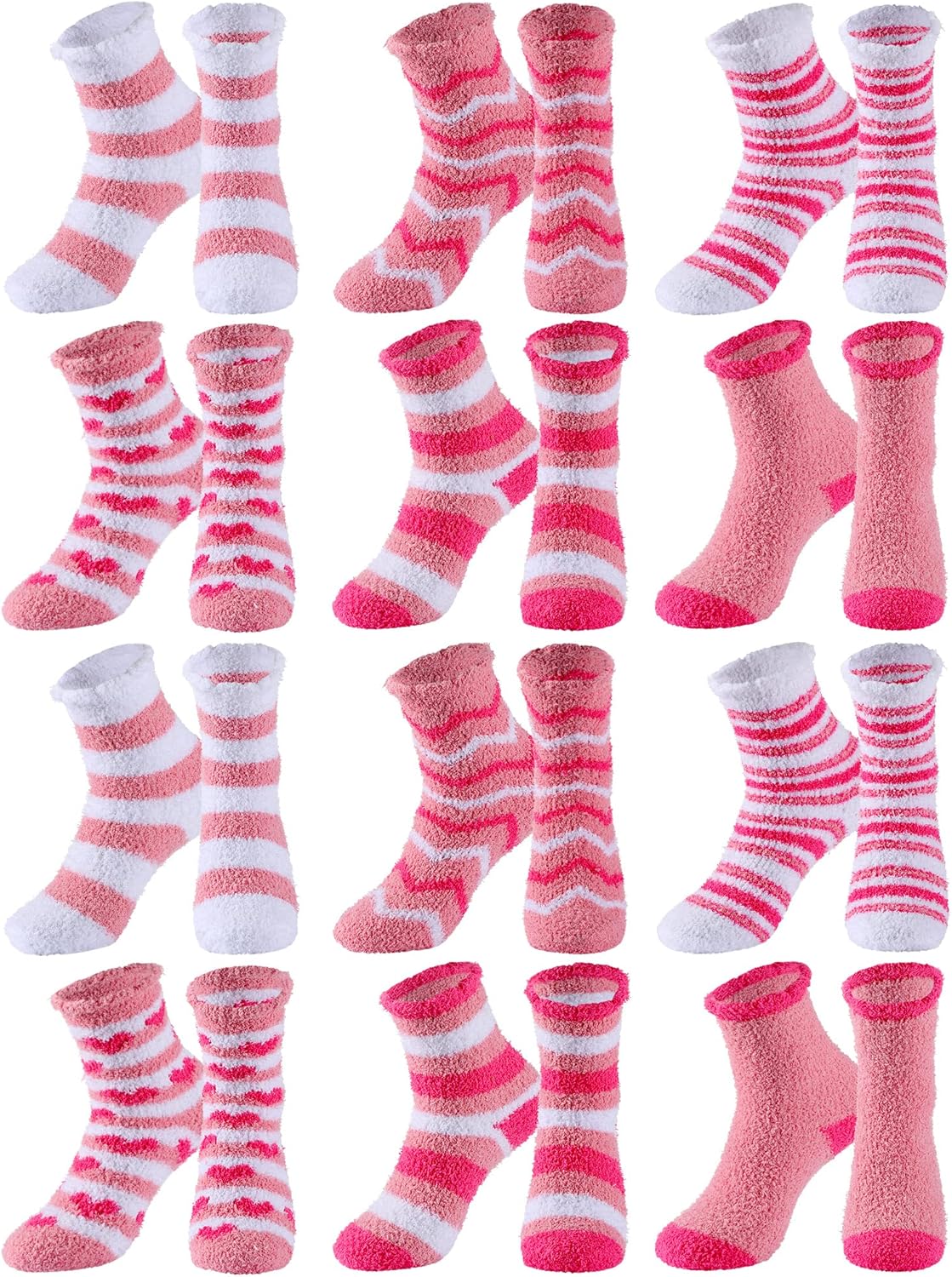Amazon.com: Unittype 12 Pairs Valentine's Day Heart Socks Women's Pink ...