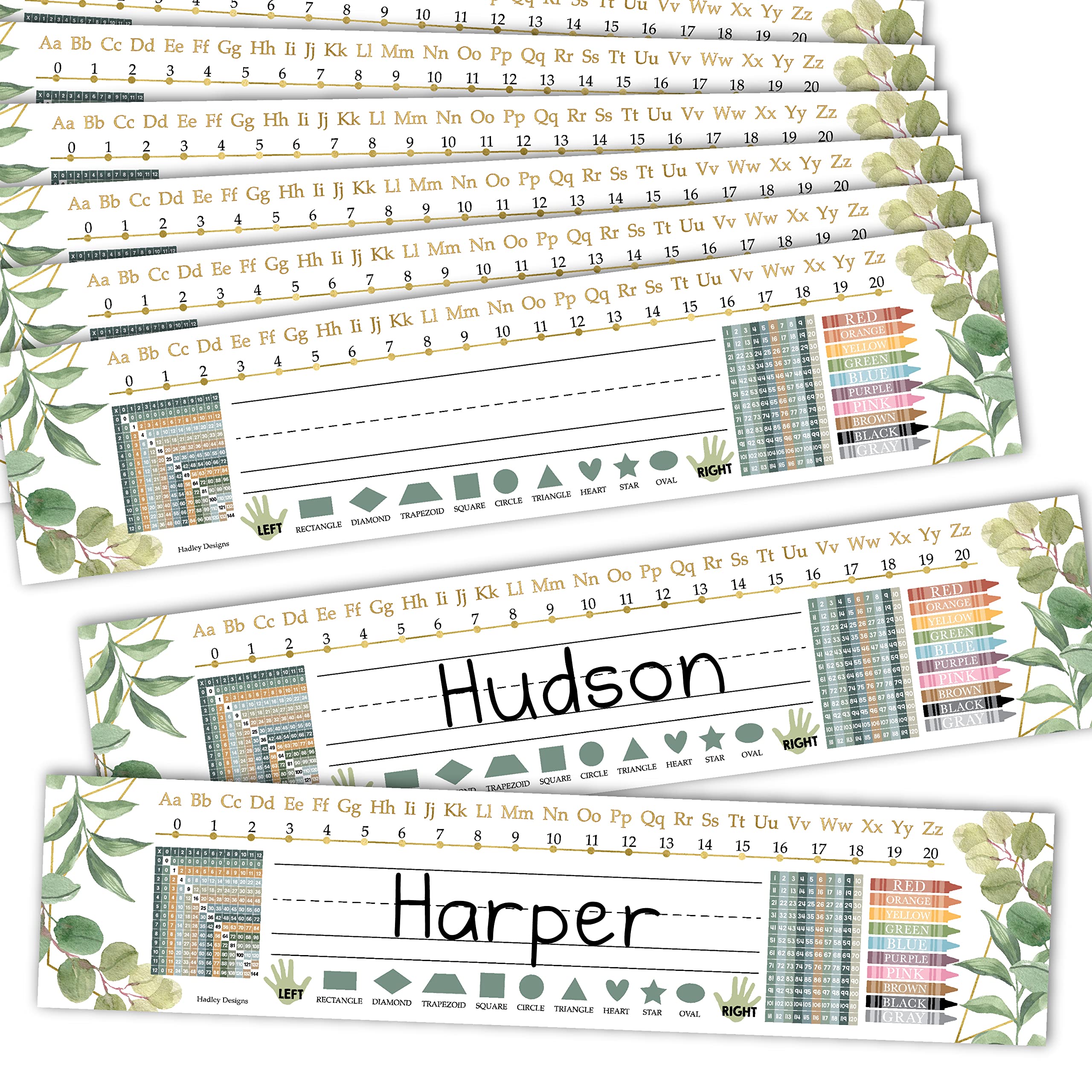 Hadley Designs 25 Greenery Teacher Desk Name Plate-Desk Name Tags ...