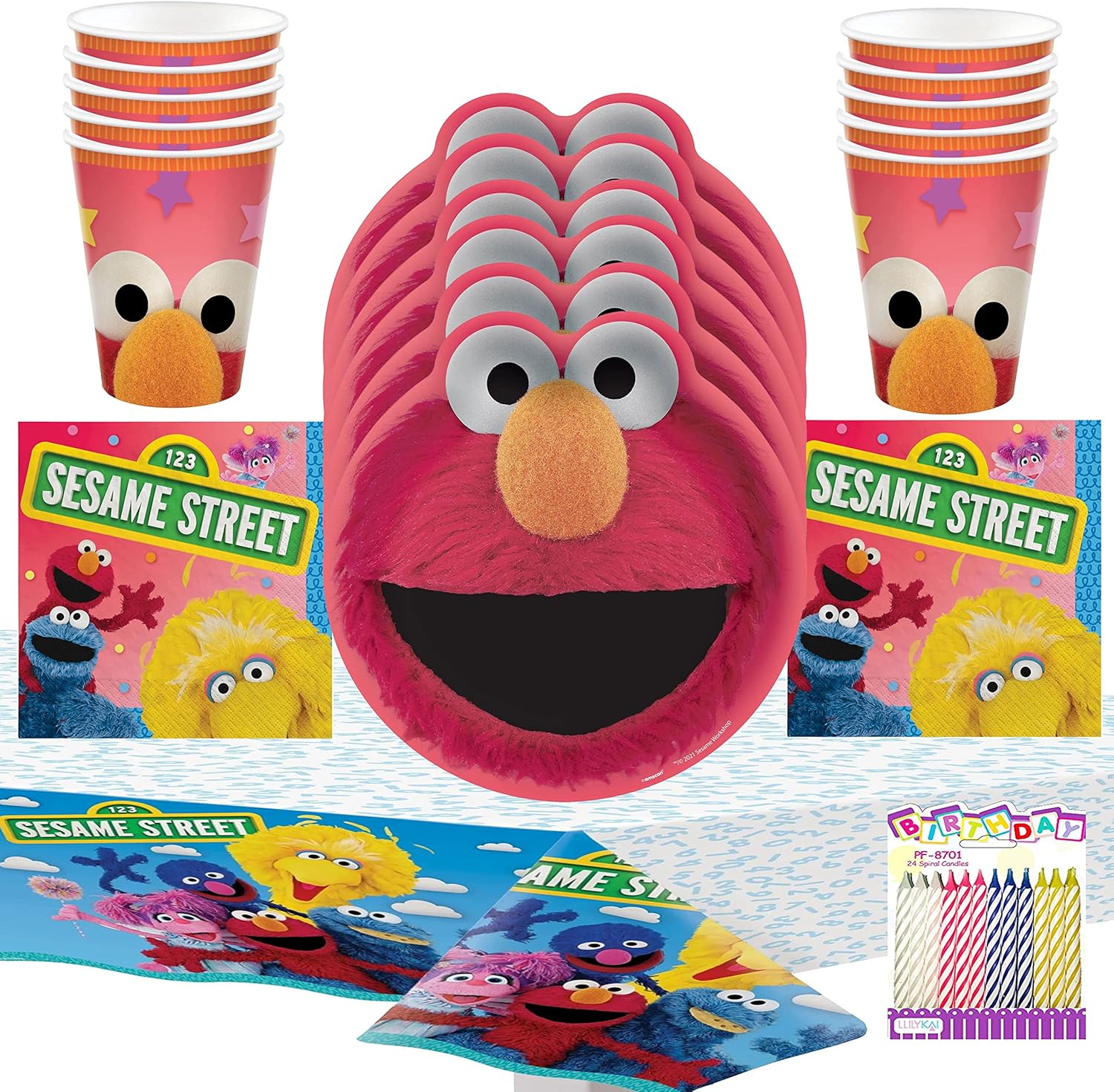 Brandclub - Everyday Sesame Street Elmo Party Supplies Pack Serves 16: ...