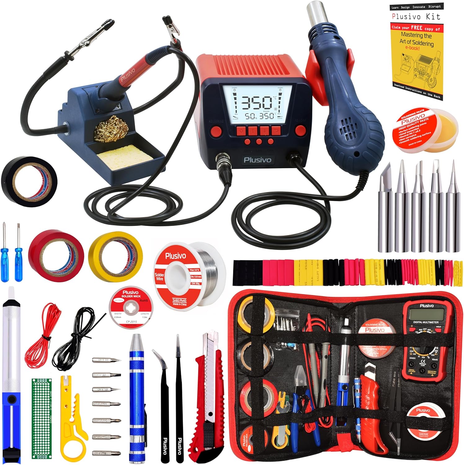 Soldering Iron and Rework Station with Wide LCD-Display Screen, Hot Air ...