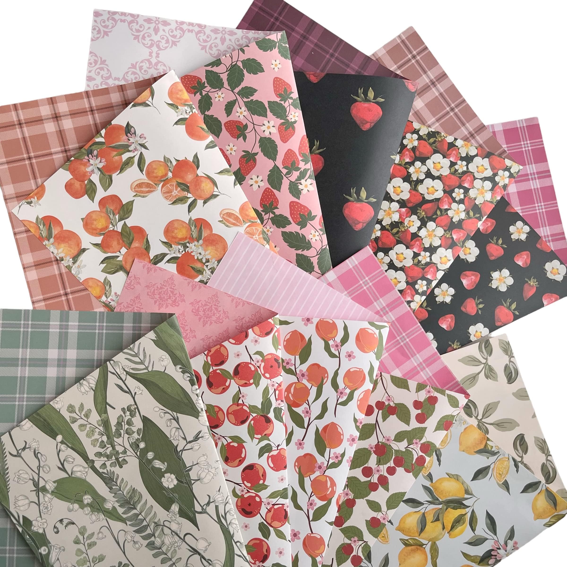 Amazon | A4 両面デザインペーパー 果物&植物柄 上質紙90 デザぺ 包装紙 10柄50枚 日本製 カラー デザイン用紙 コラージュ ラッピングペーパー ボタニカル | ラッピング ...