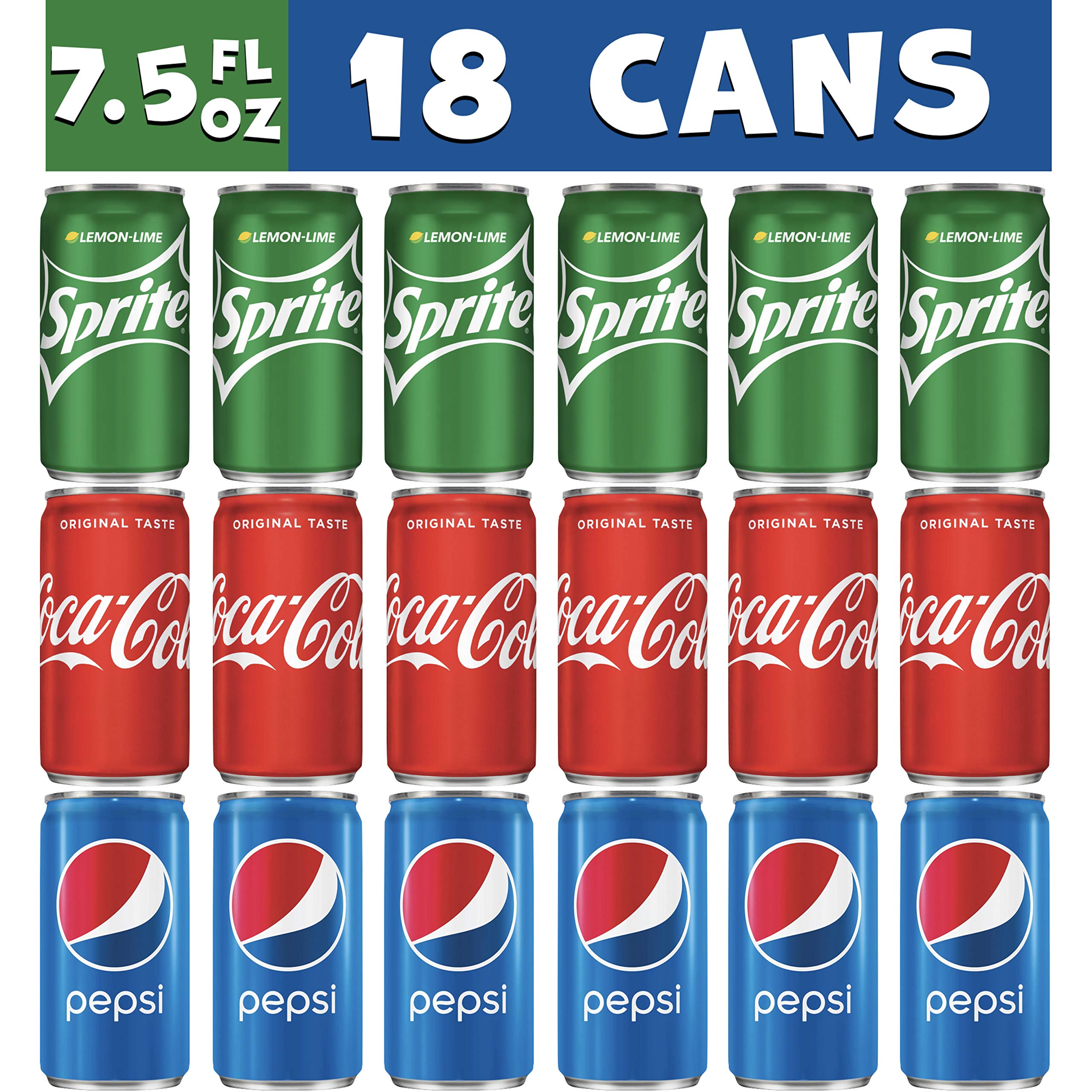 Buy Bundle with 18 Mini Soda Cans, 7.5oz Soft Drinks Variety Pack of ...