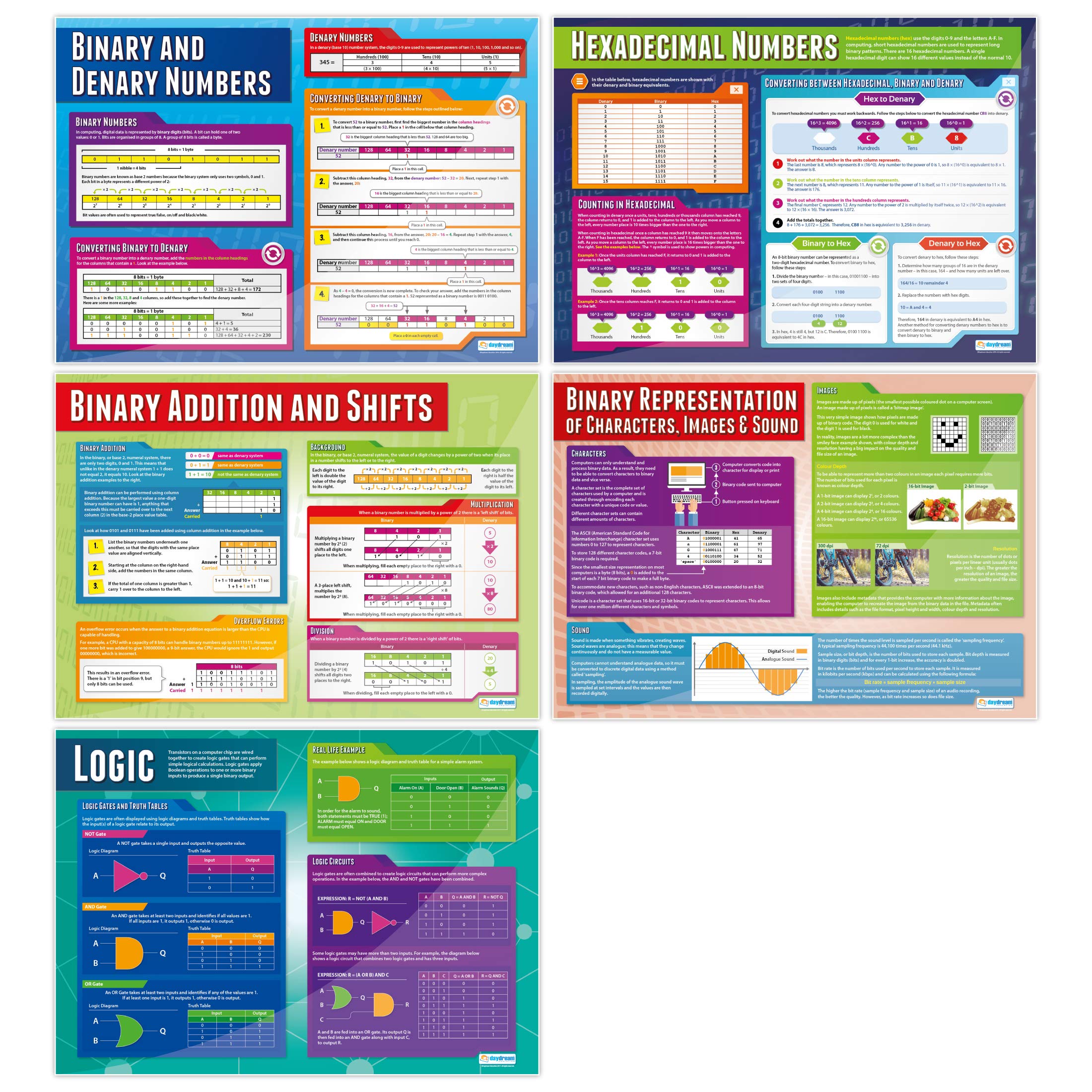 Amazon.com: Data Representation Posters - Set of 5 | Computer Science ...
