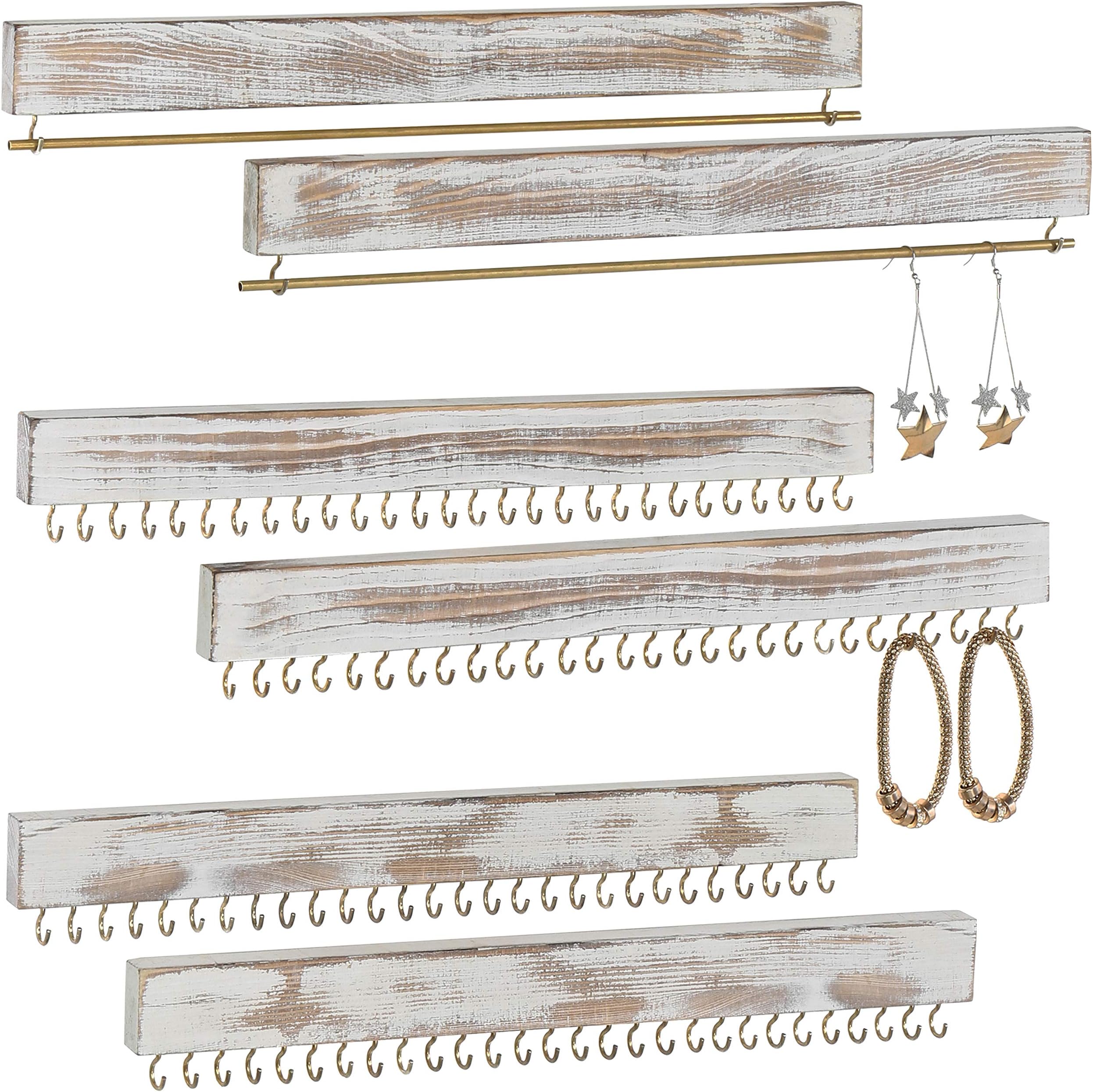 Amazon.com: Hanging Jewelry Rack Set of 3, Wall-mounted Wooden Jewelry ...
