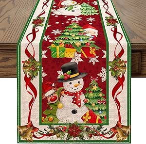 Amazon.com: Christmas Table Runner 90 Inch Snowflake Buffalo Plaid ...