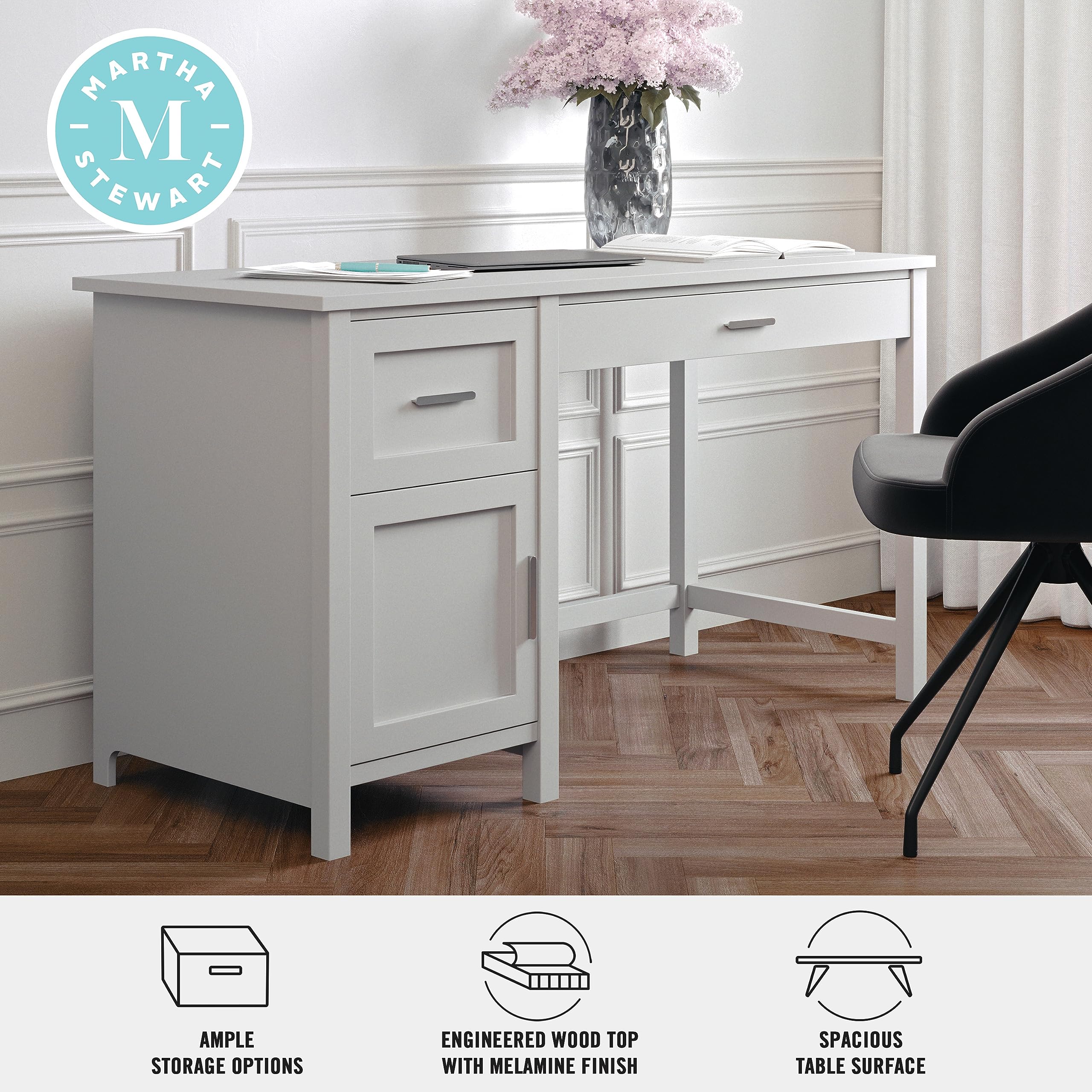 Martha Stewart Hutton Shaker Style Home Office Desk with Storage in ...