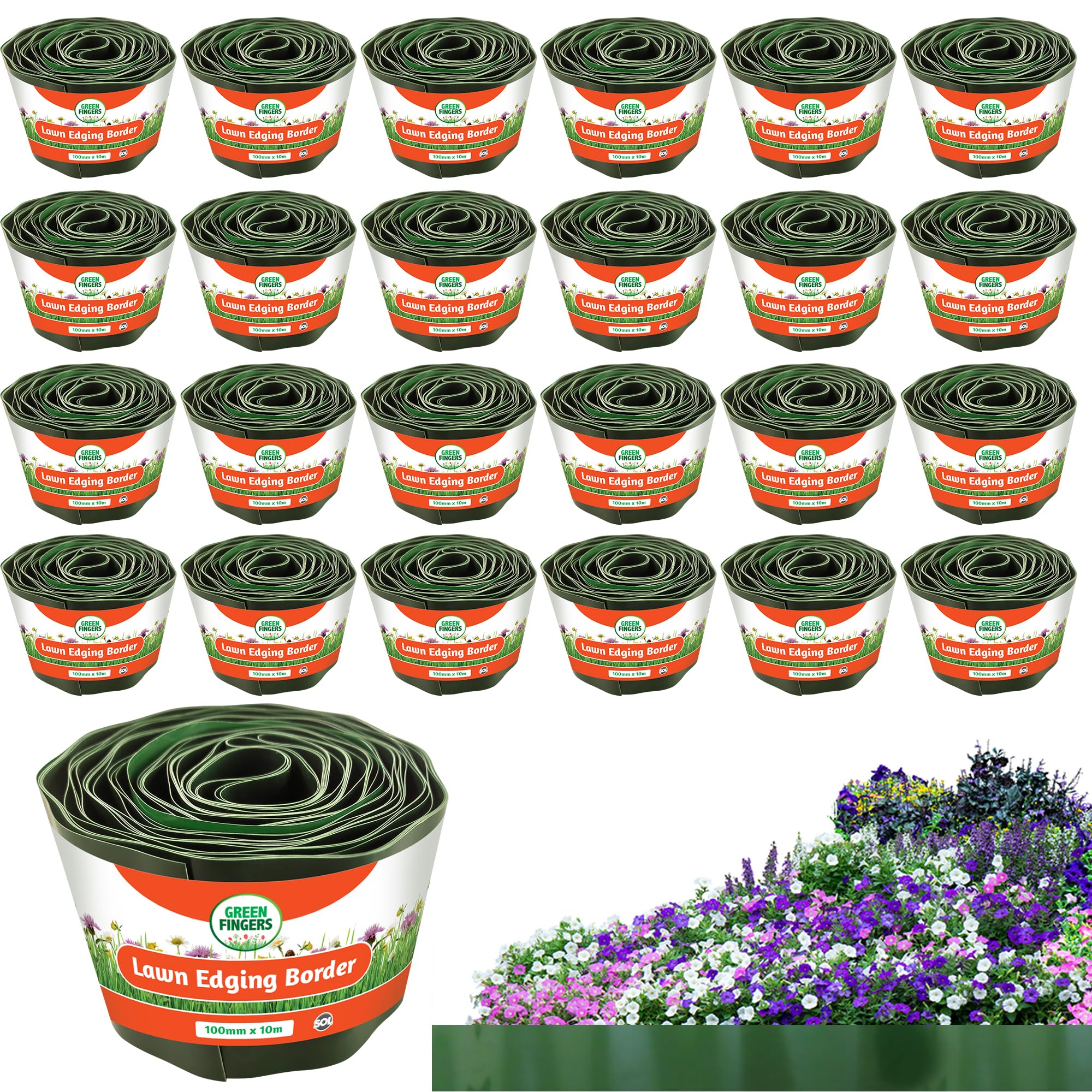 Buy Bulk 24pk 100mm x 10m Plastic Lawn Edging Strip, Grass Edging ...